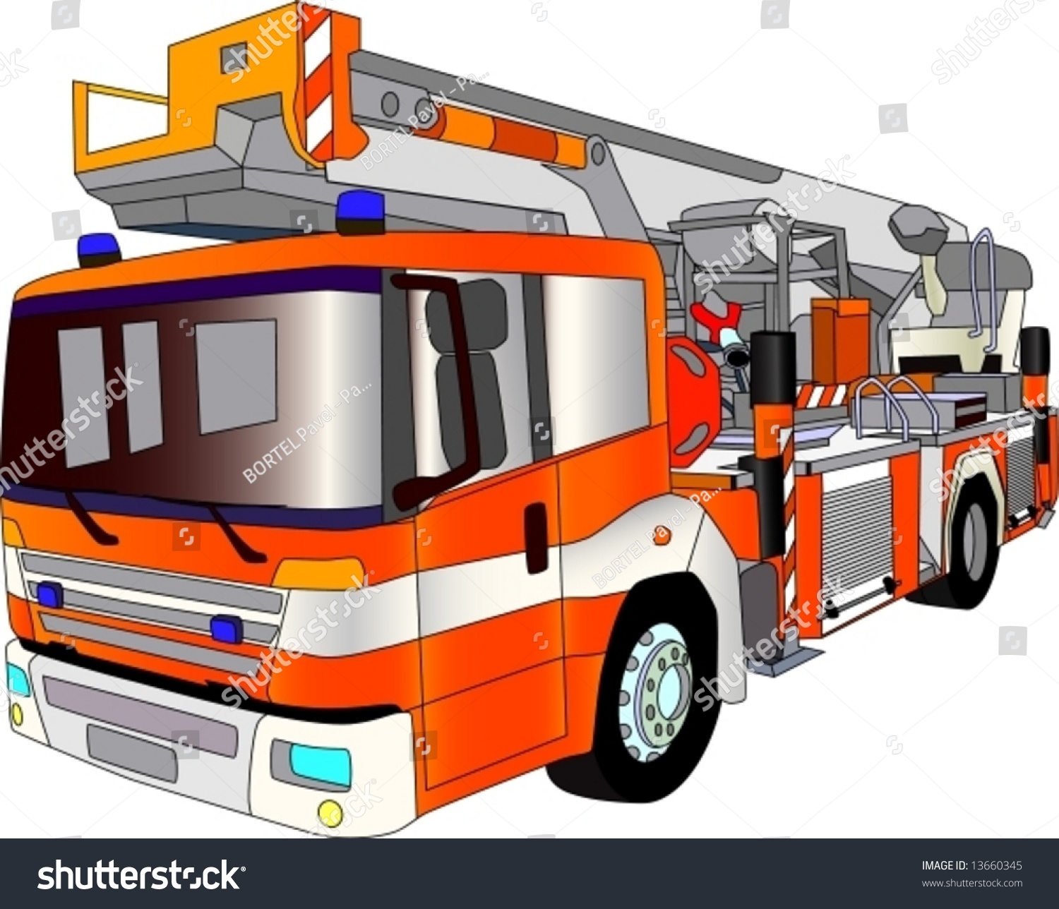 Vector - Fire Engine Ladder Isolated On Background - 13660345 ...