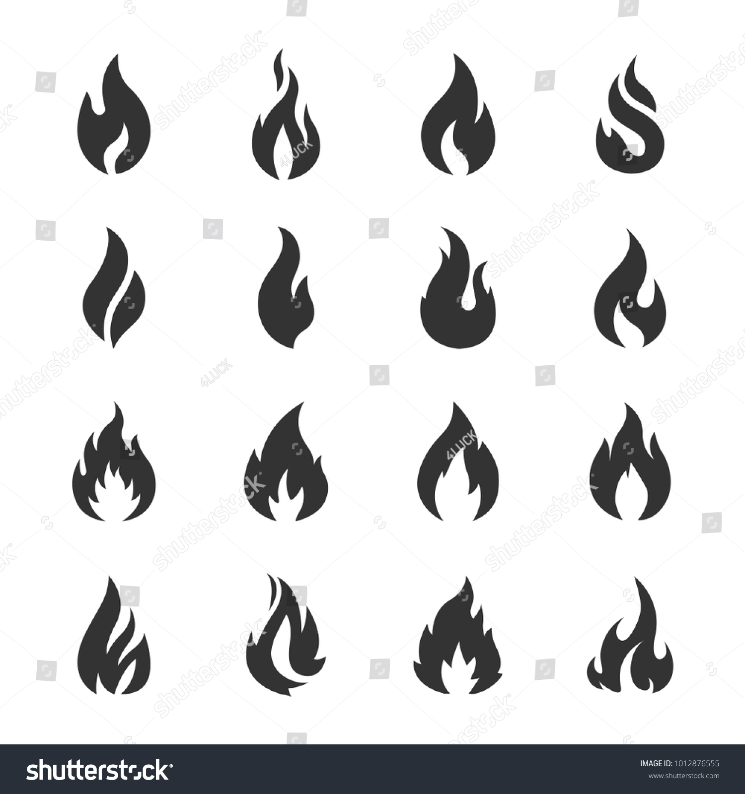 Vector Fire Icons Set Grey On Stock Vector (Royalty Free) 1012876555