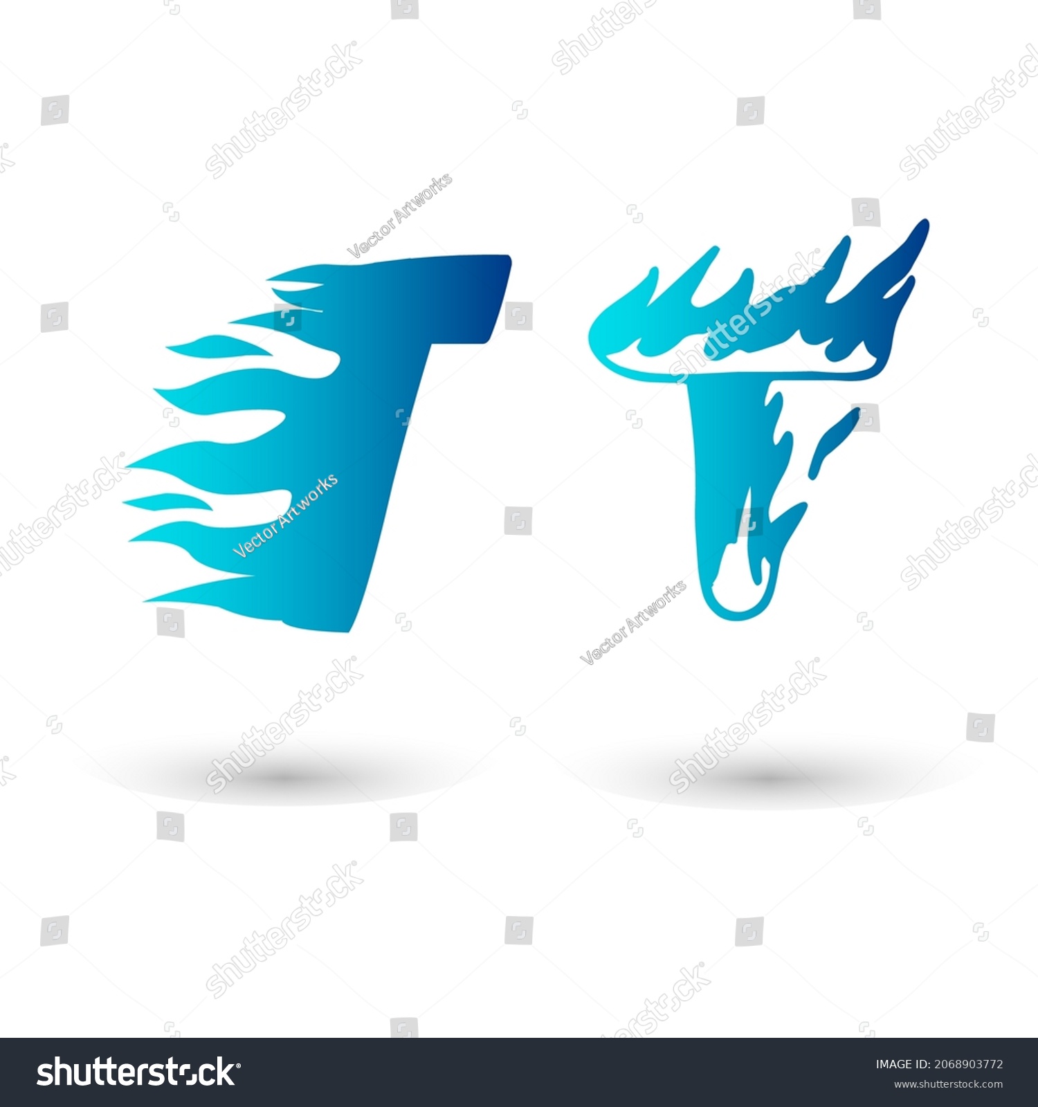 Vector Fire Letter T Typography Stock Vector (Royalty Free) 2068903772
