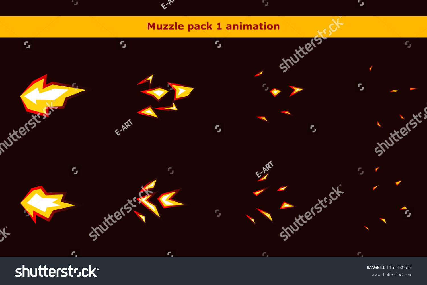 Vector Fire Weapon Muzzle Explosion Animation Stock Vector (Royalty ...