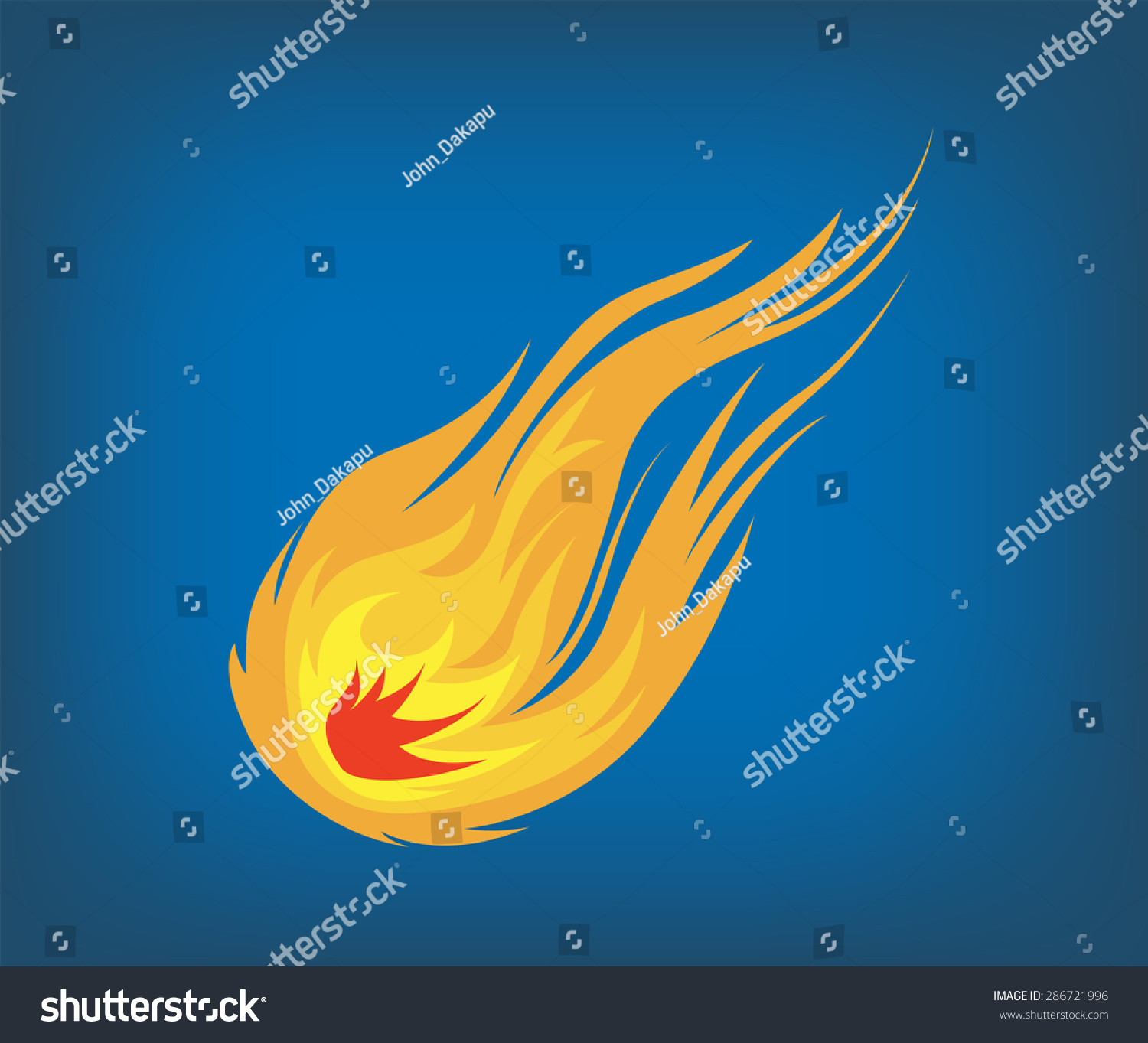 Vector Fireball On Blue Background Fireball Stock Vector (Royalty Free ...