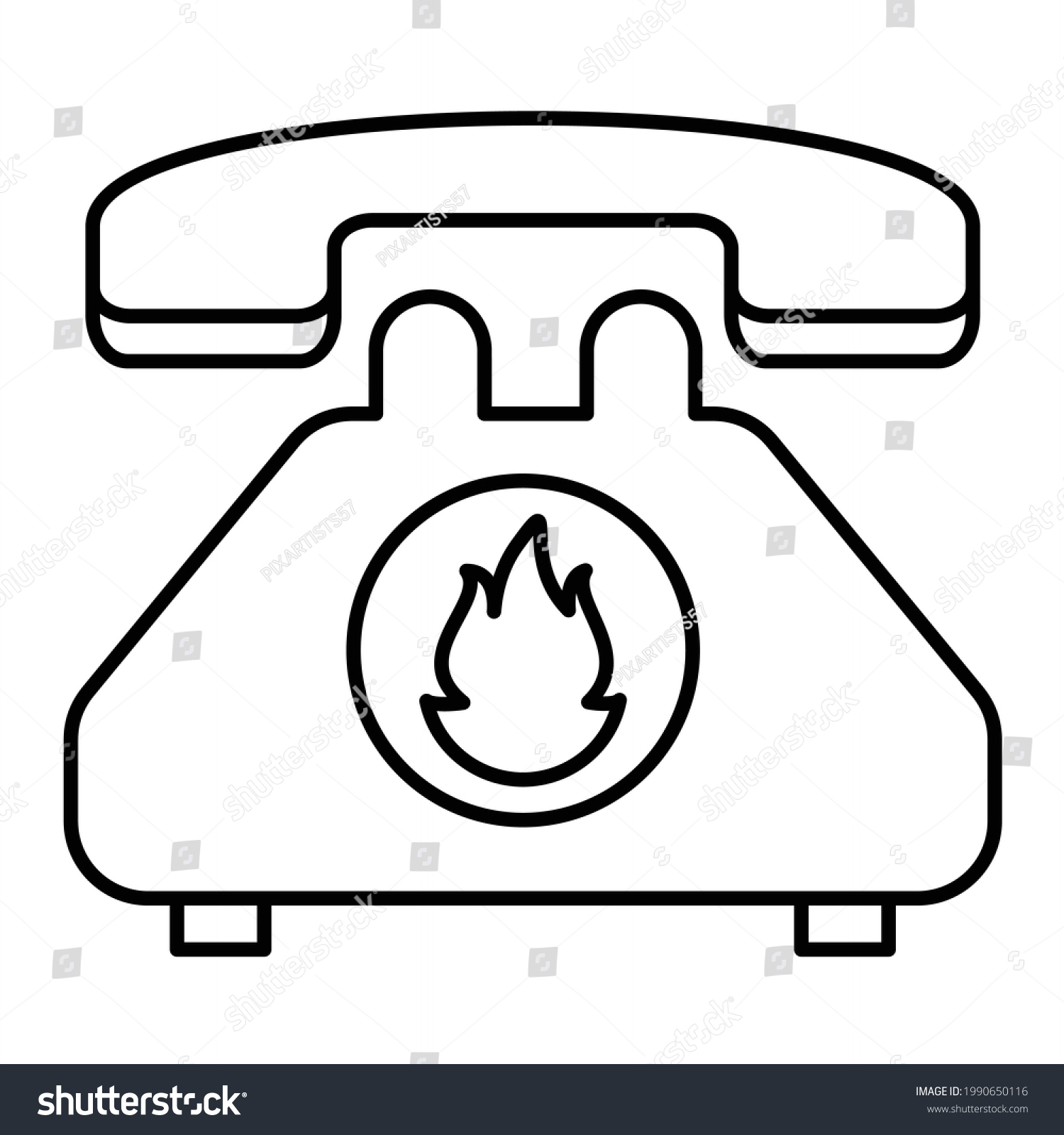 Vector Firebrigade Call Outline Icon Design Stock Vector (Royalty Free ...