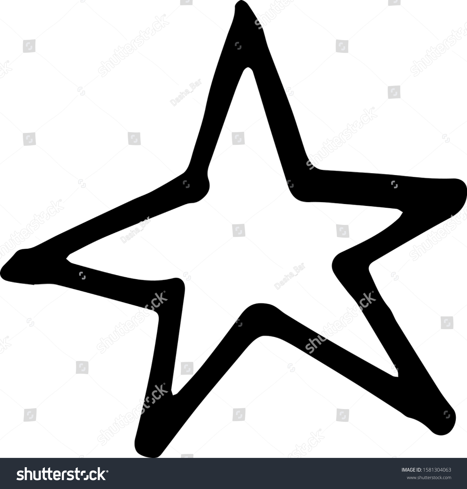 Vector Five Pointed Star Drawn By Stock Vector (Royalty Free ...