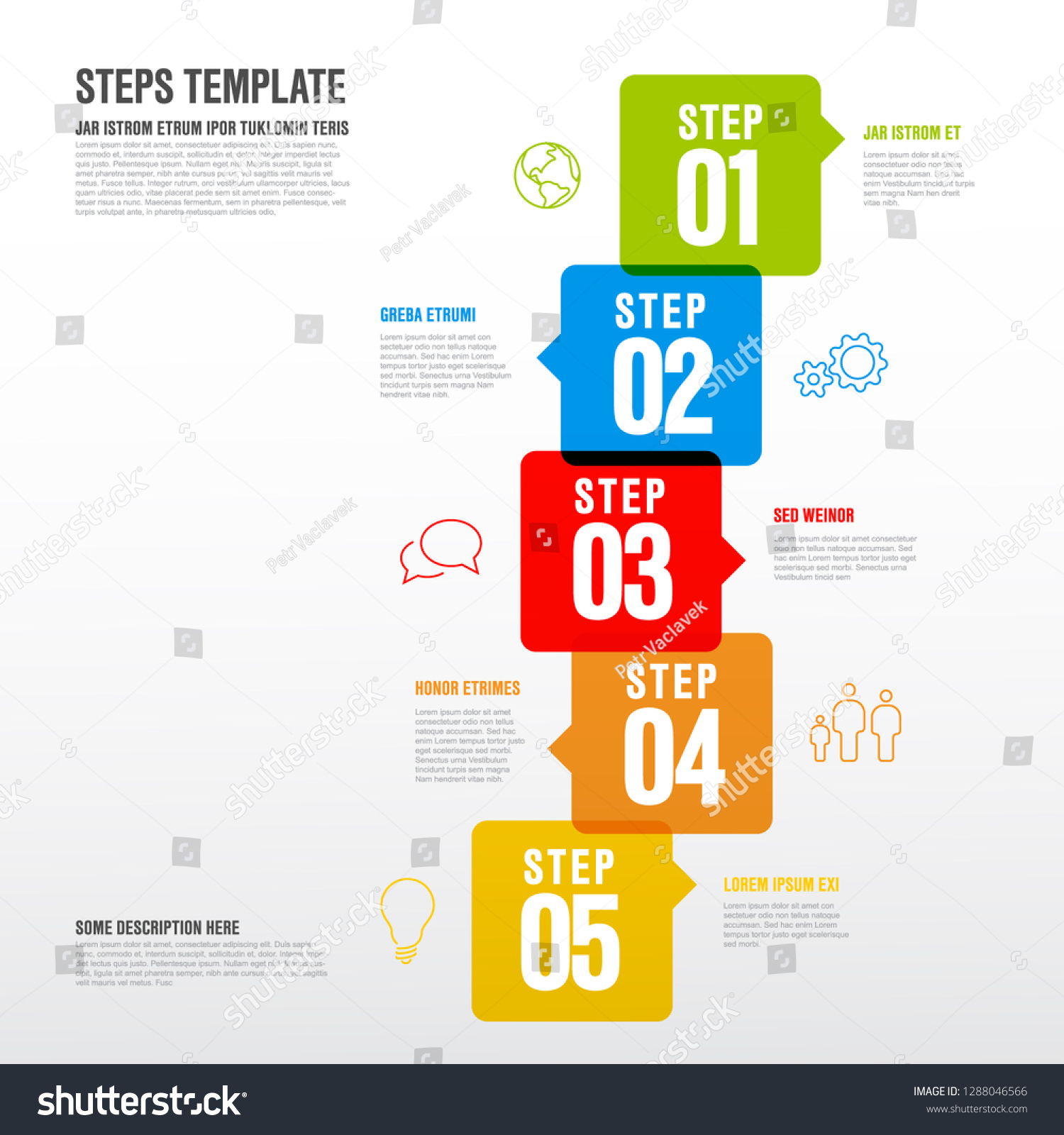 Vektor Stok Vector Five Steps Progress Infographic Vertical (Tanpa ...