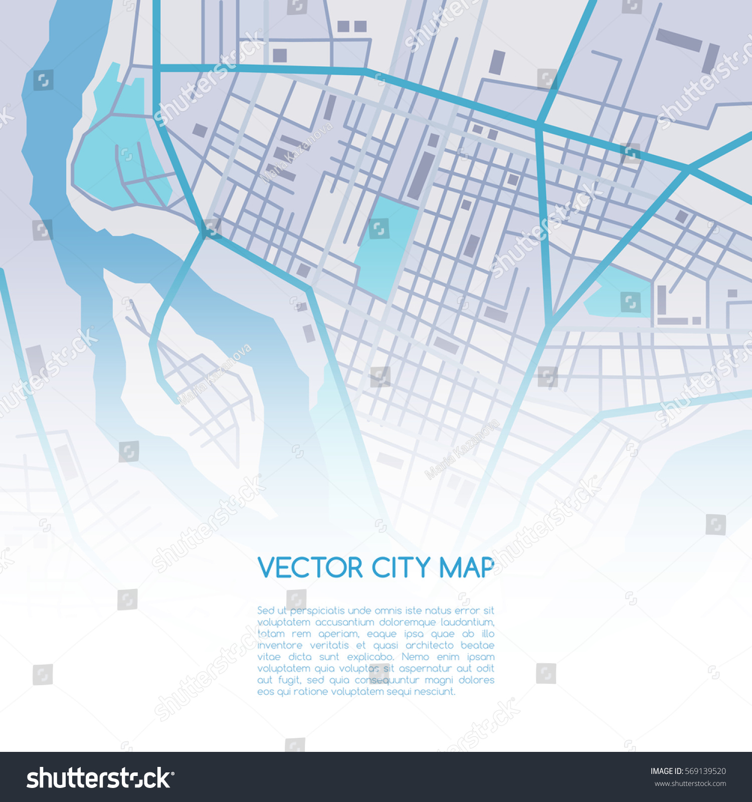 Vector Flat Abstract City Map Background Stock Vector (Royalty Free ...