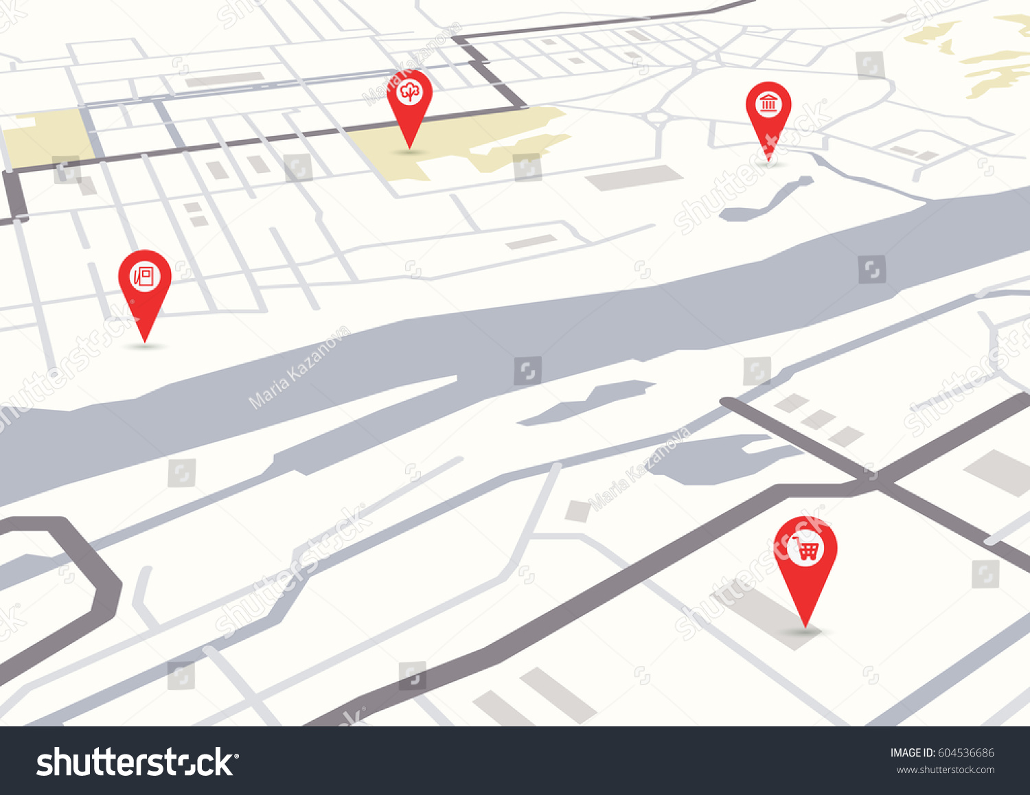 Vector Flat Abstract City Map Perspective Stock Vector (Royalty Free ...