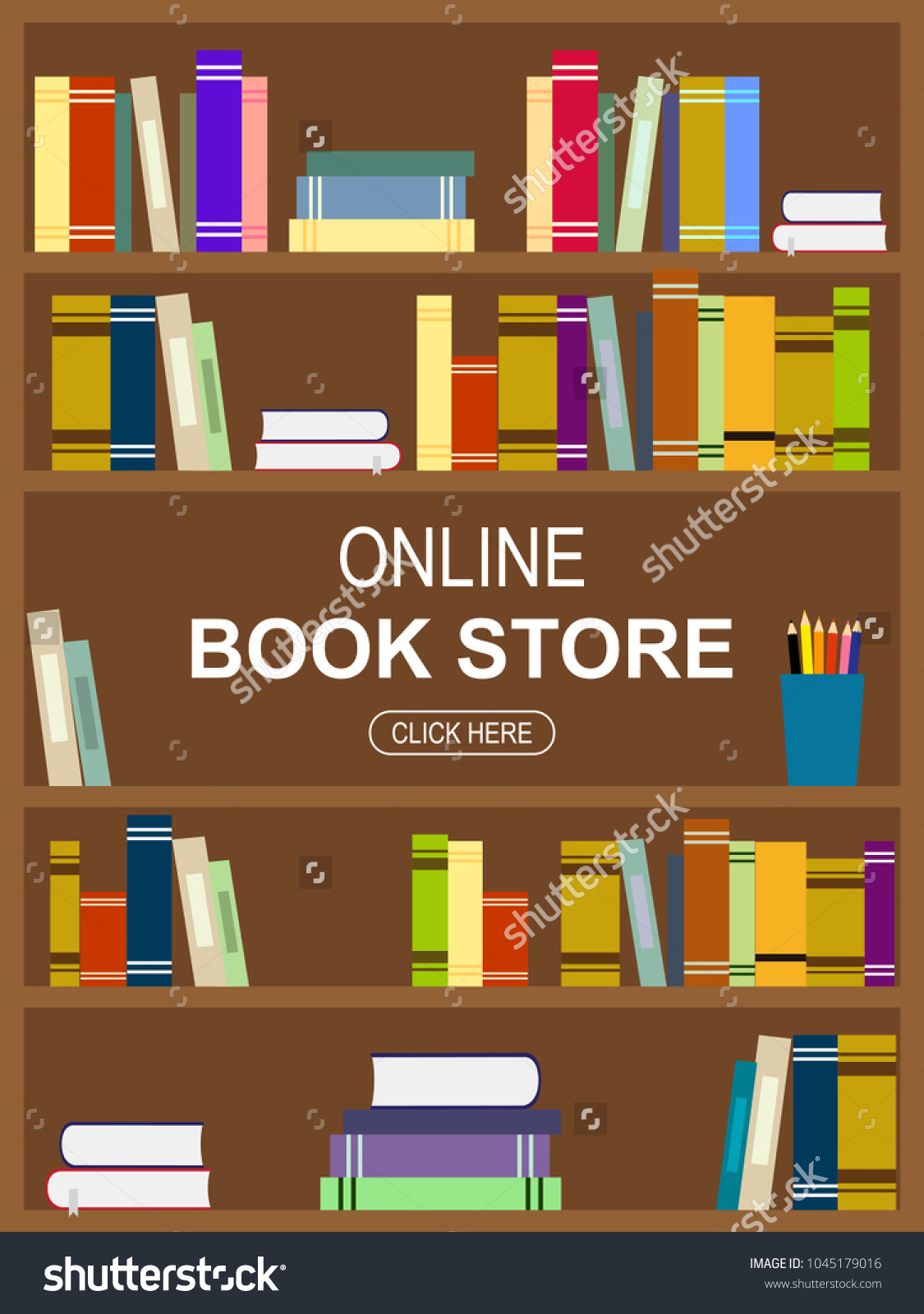 Vector Flat Book Shelf Online Bookstore Stock Vector (Royalty Free ...