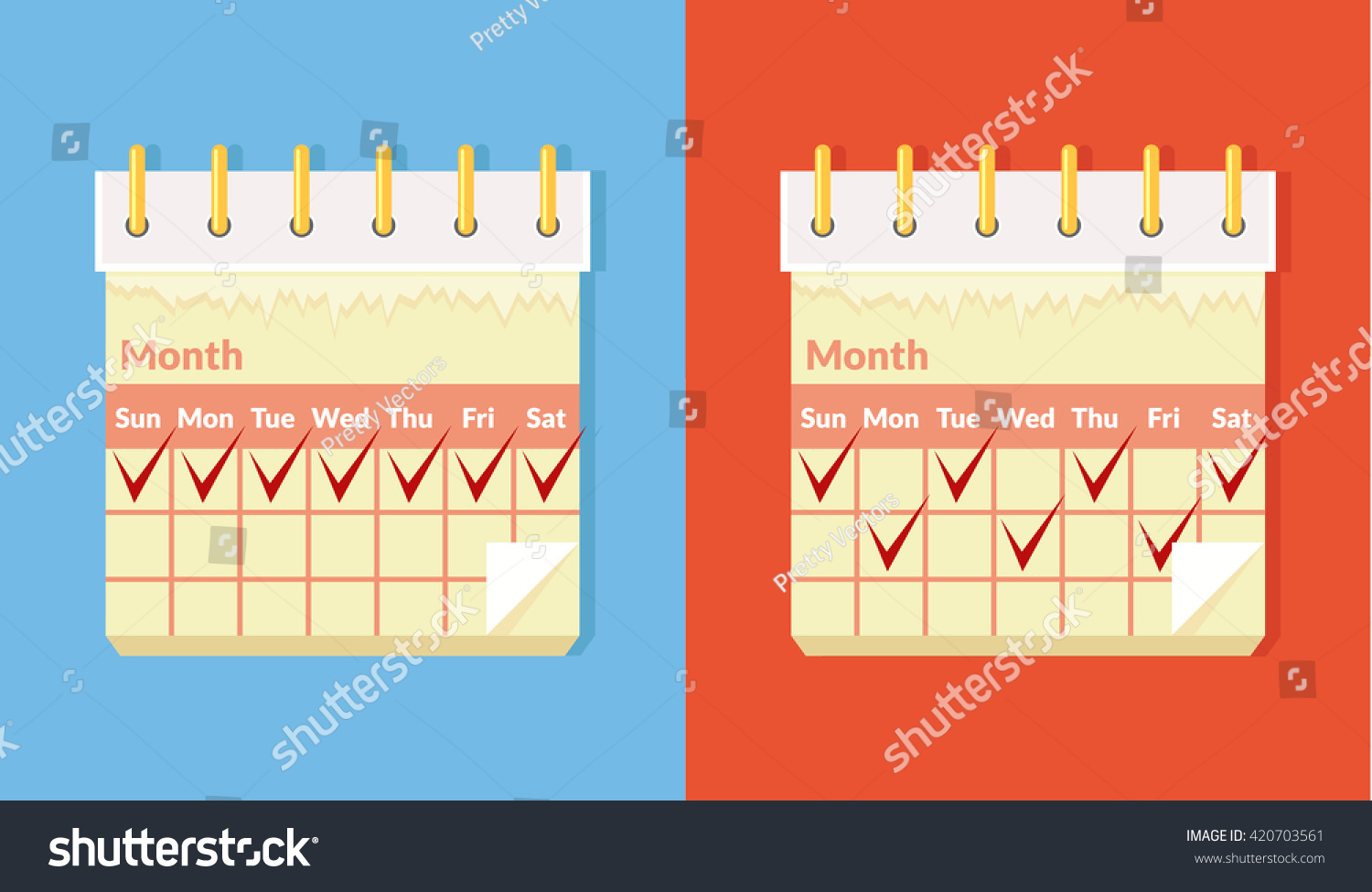 Vector Flat Cartoon Calendar Illustration Stock Vector (Royalty Free ...