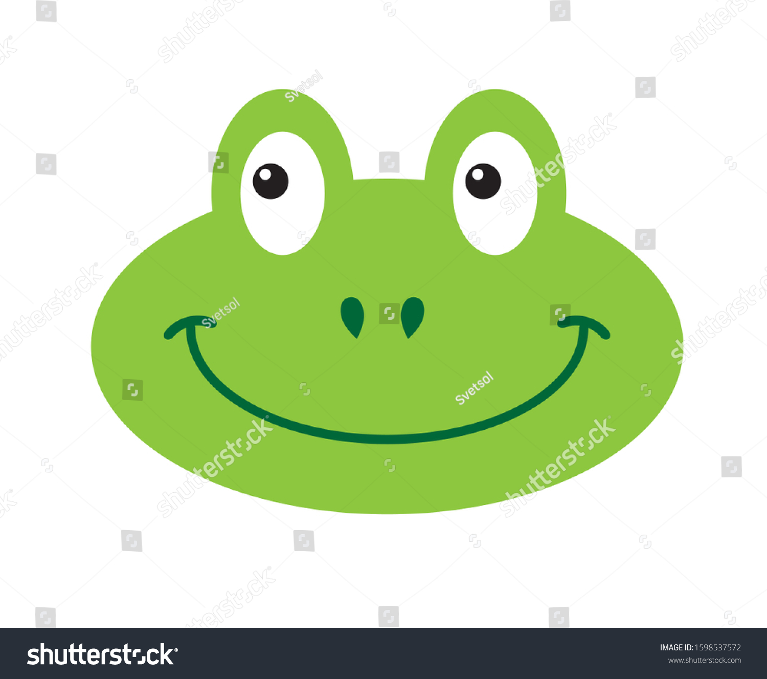 Vector Flat Cartoon Frog Face Isolated: เวกเตอร์สต็อก (ปลอดค่าลิขสิทธิ์ ...