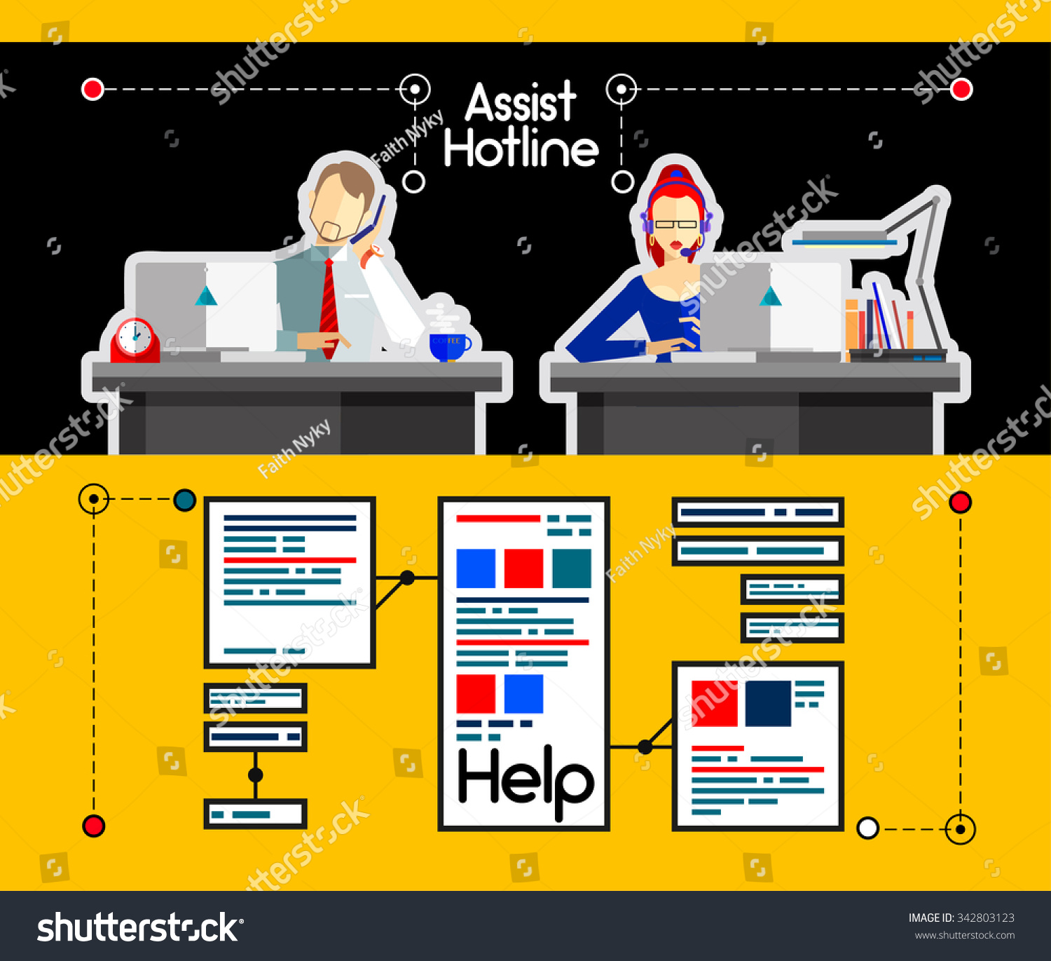 Vector Flat Composition Interactive Help Assistant Stock Vector ...