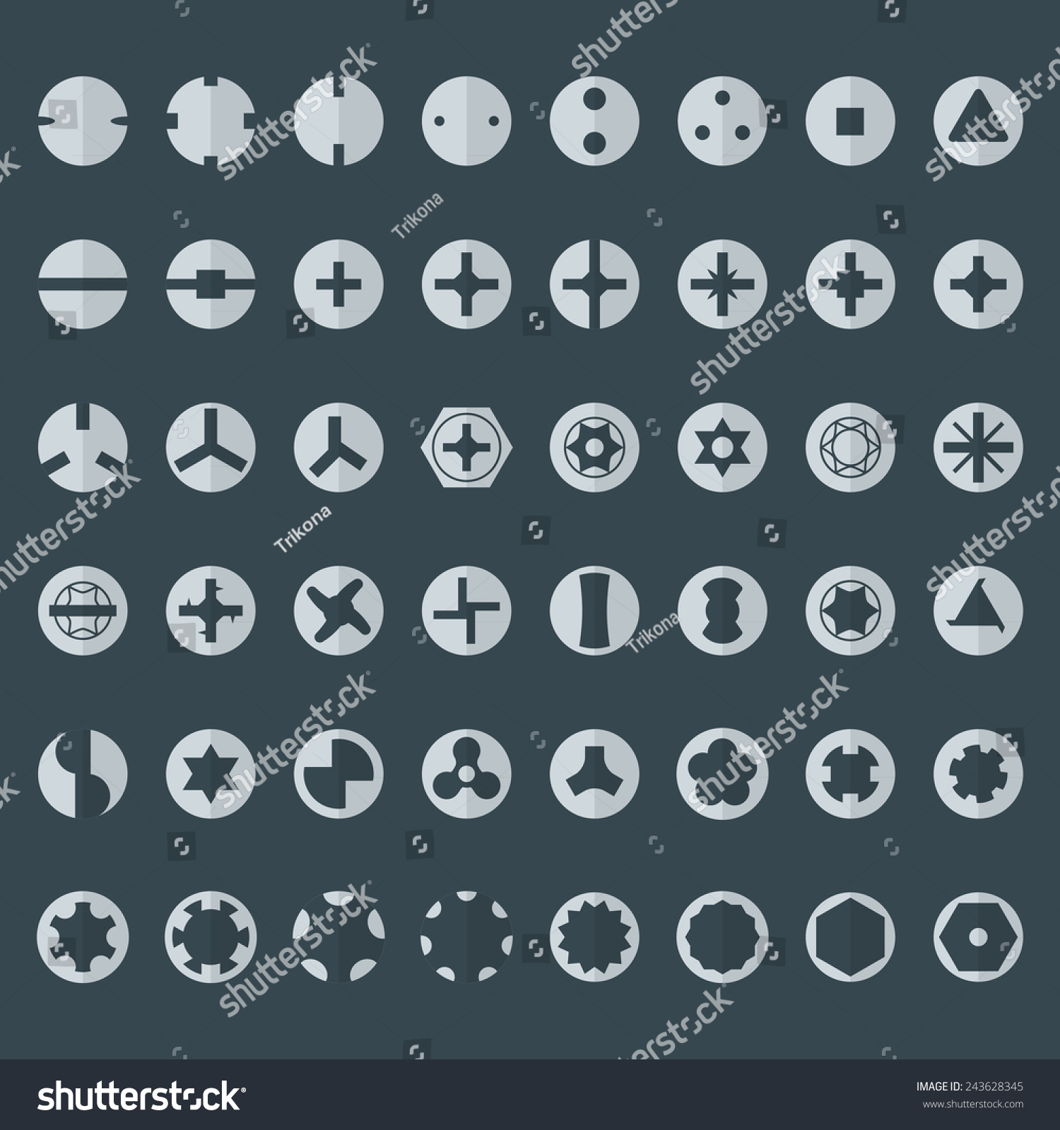 Vector Flat Design Various Types Screw Stock Vector (Royalty Free ...