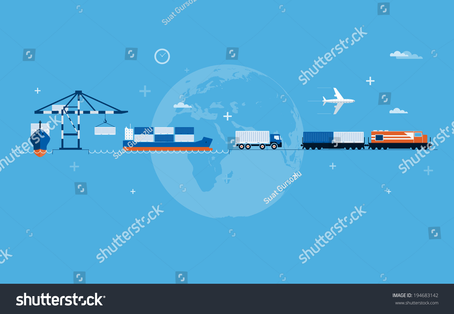 Vector Flat Global Transportation Concept Illustration Stock Vector ...