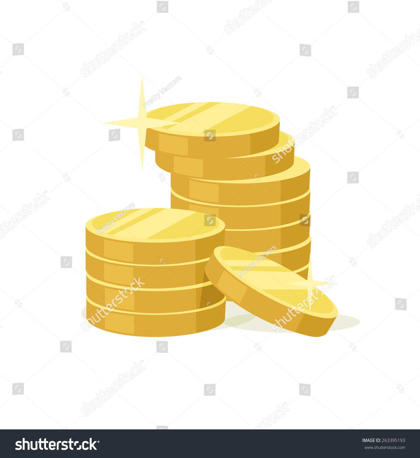 Vector Flat Gold Coins Icon Stock Vector (Royalty Free) 263395193 ...