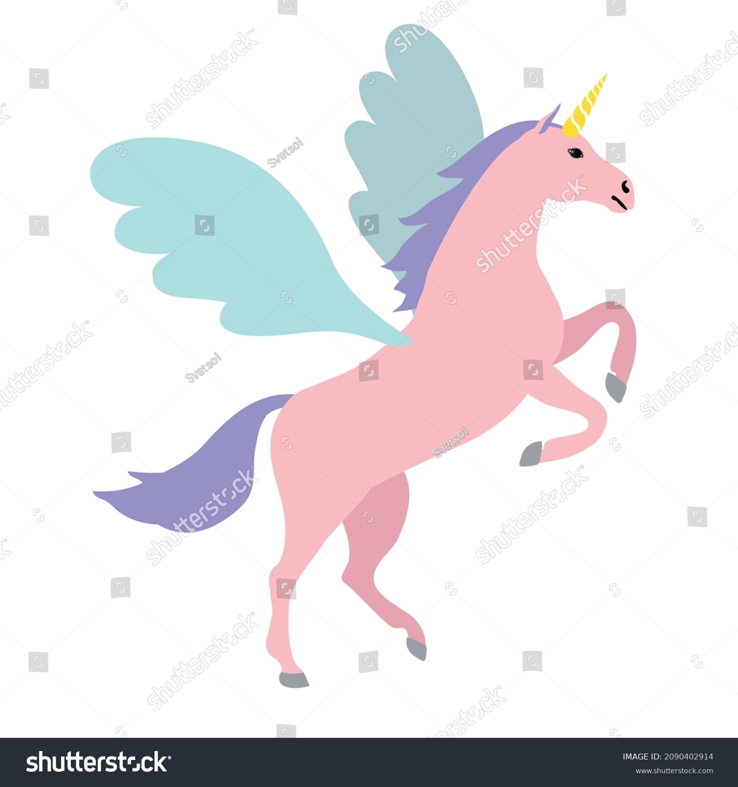 Vector Flat Hand Drawn Colored Pegasus Stock Vector (Royalty Free ...