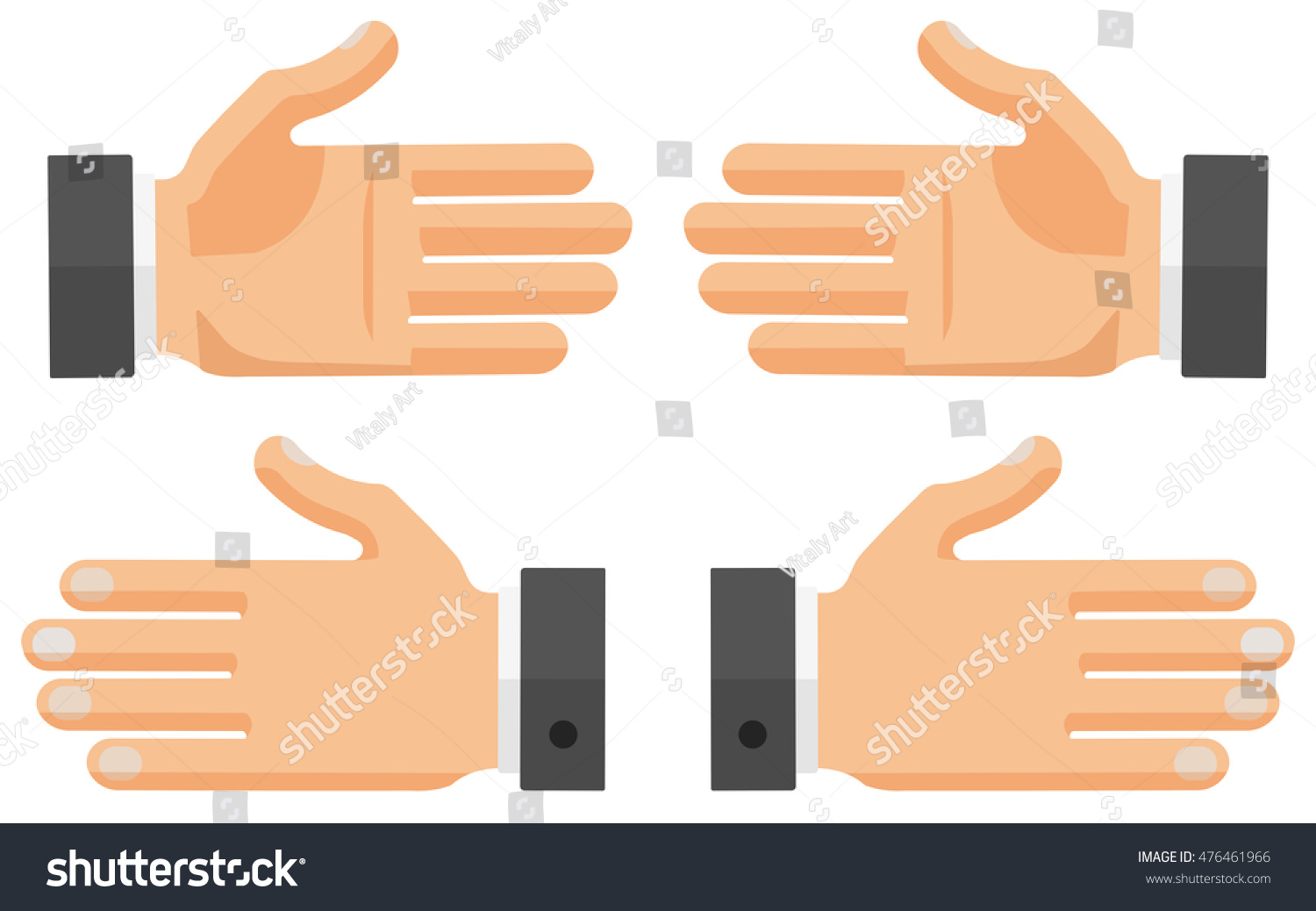Vector Flat Hands Set Right Left Stock Vector (Royalty Free) 476461966
