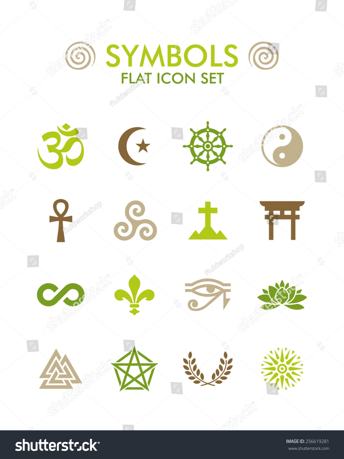 Vector Flat Icon Set Symbols Stock Vector (Royalty Free) 256619281 ...