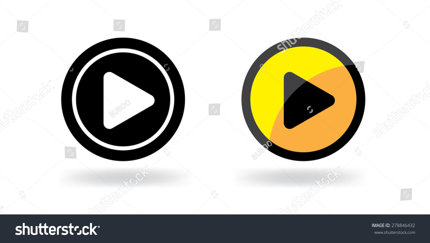 Vector Flat Icons Set Design Play, Playback Button Sign 2 Types With ...