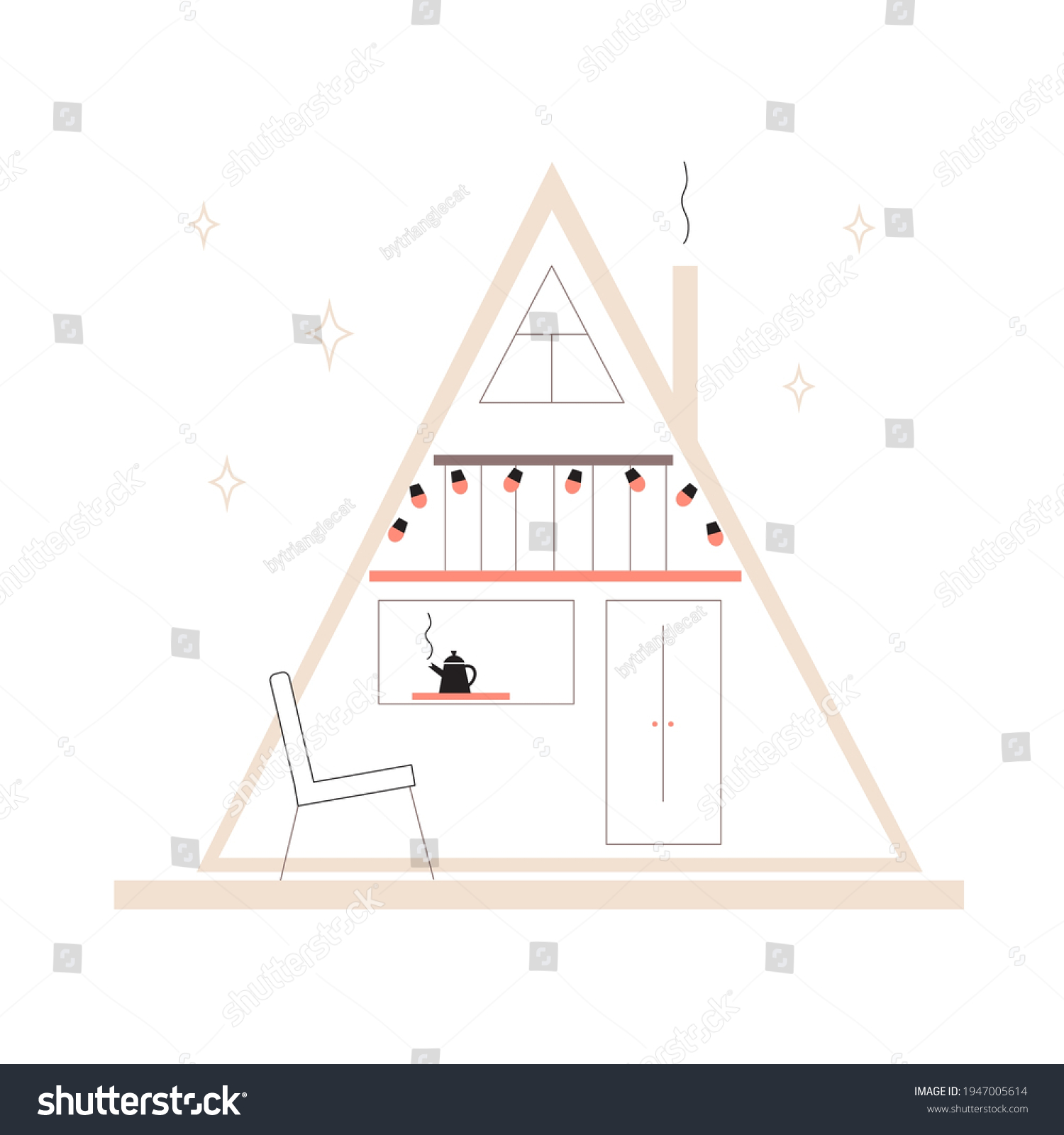 Vector Flat Illustration Tiny House Isolated Stock Vector (Royalty Free ...