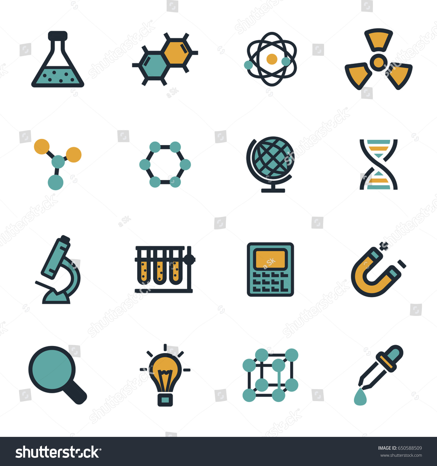 Vector Flat Science Icons Set On Stock Vector (Royalty Free) 650588509 ...