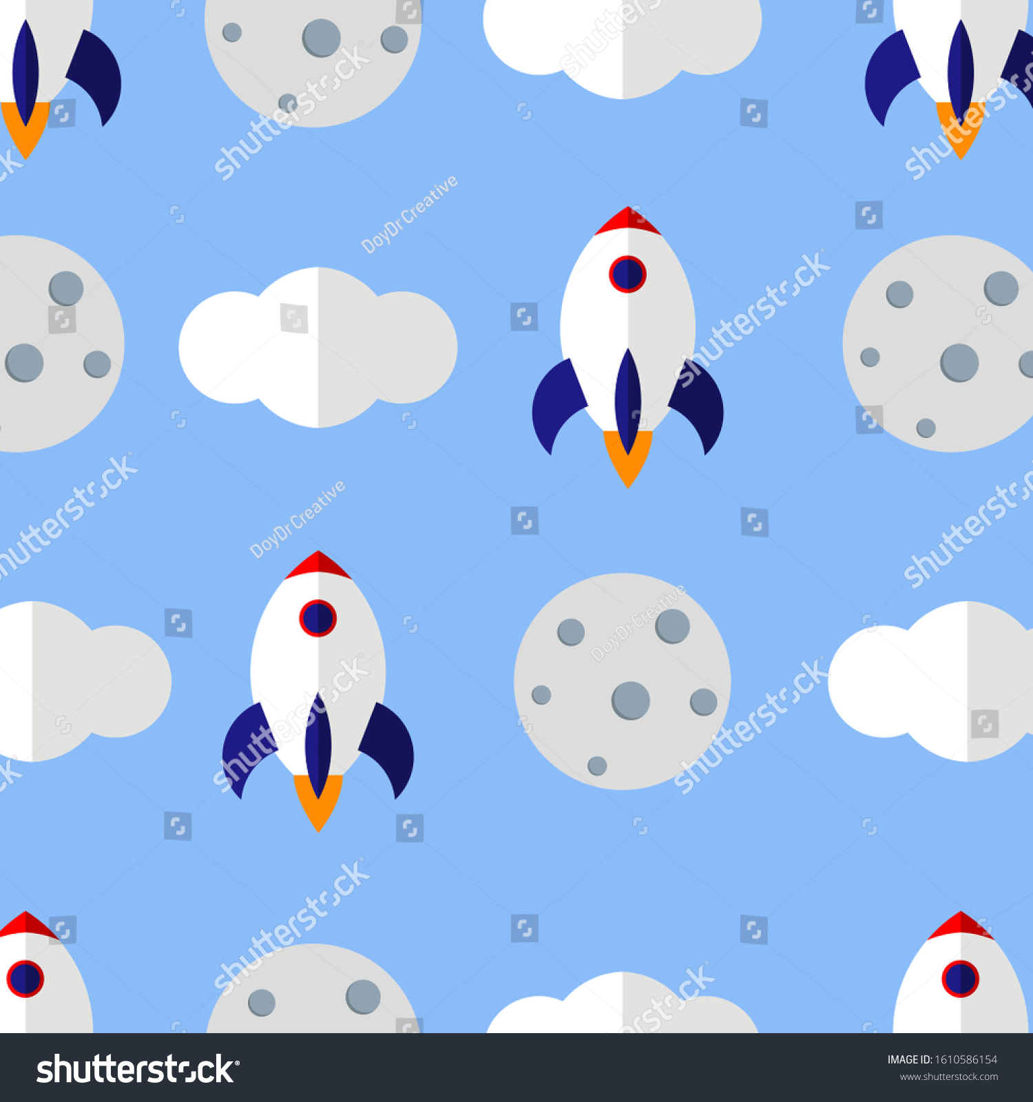 Vector Flat Sky Seamless Pattern Background Stock Vector (Royalty Free ...