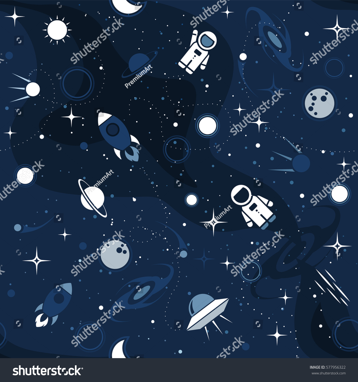 Vector Flat Space Seamless Pattern Background Stock Vector (Royalty ...