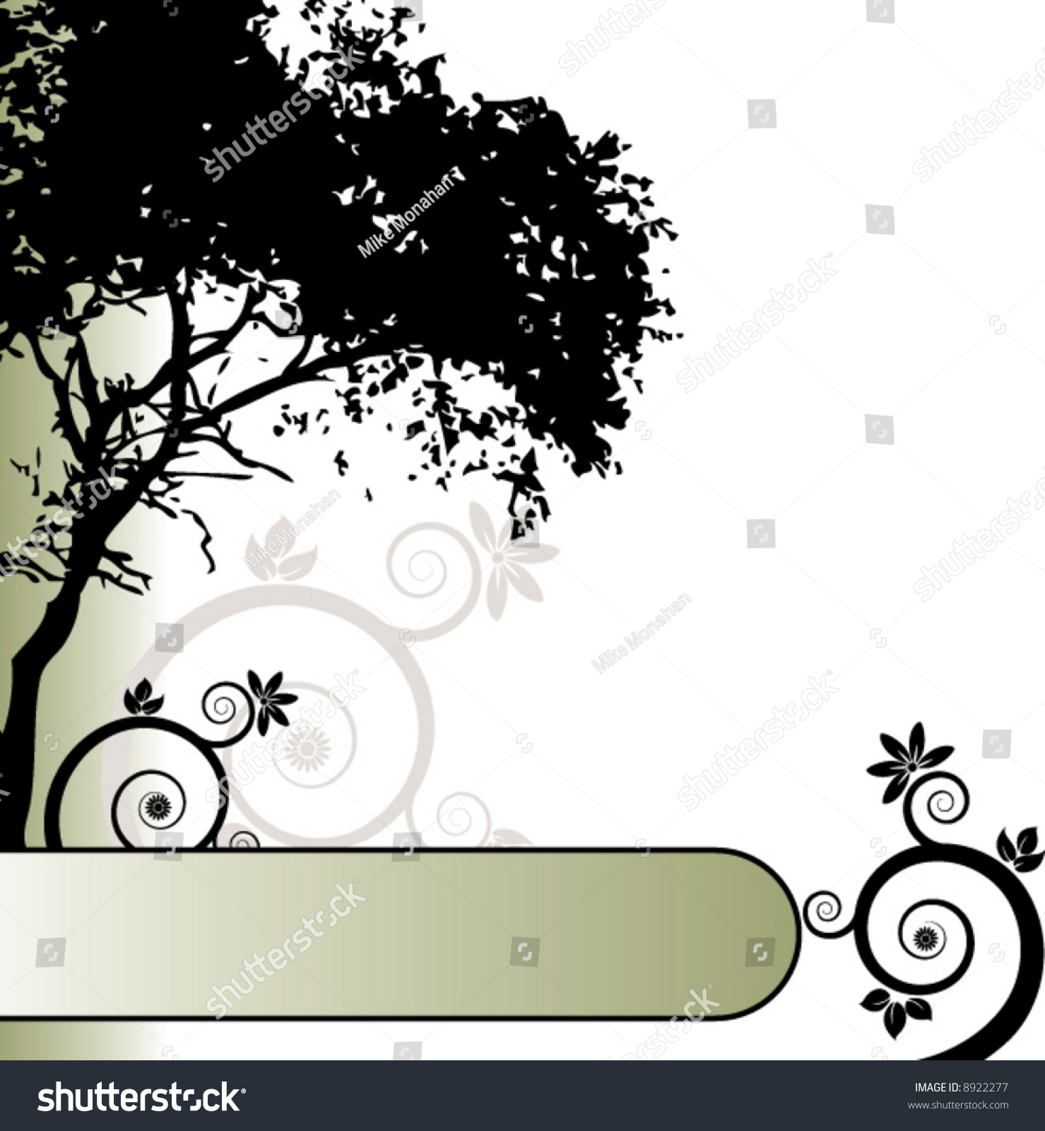 Vector Floral Banner Tree Stock Vector (Royalty Free) 8922277
