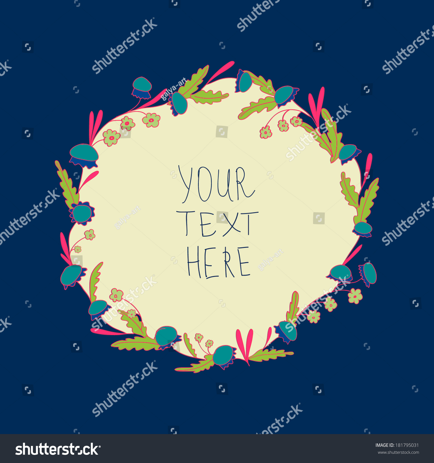 Vector Floral Frame Dark Blue Backgraound Stock Vector (Royalty Free ...