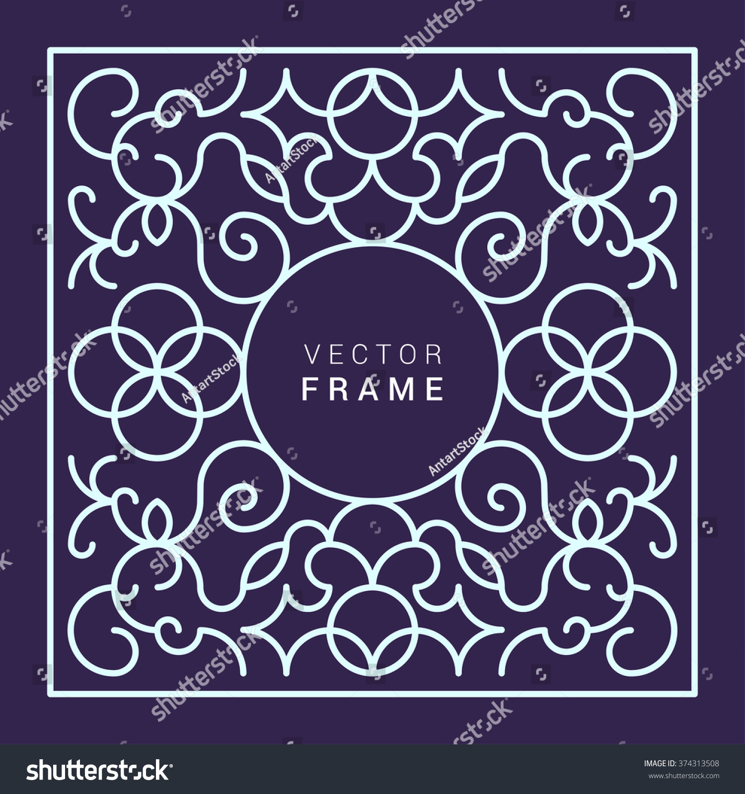 Vector Floral Frame Line Art Vector Stock Vector (Royalty Free ...