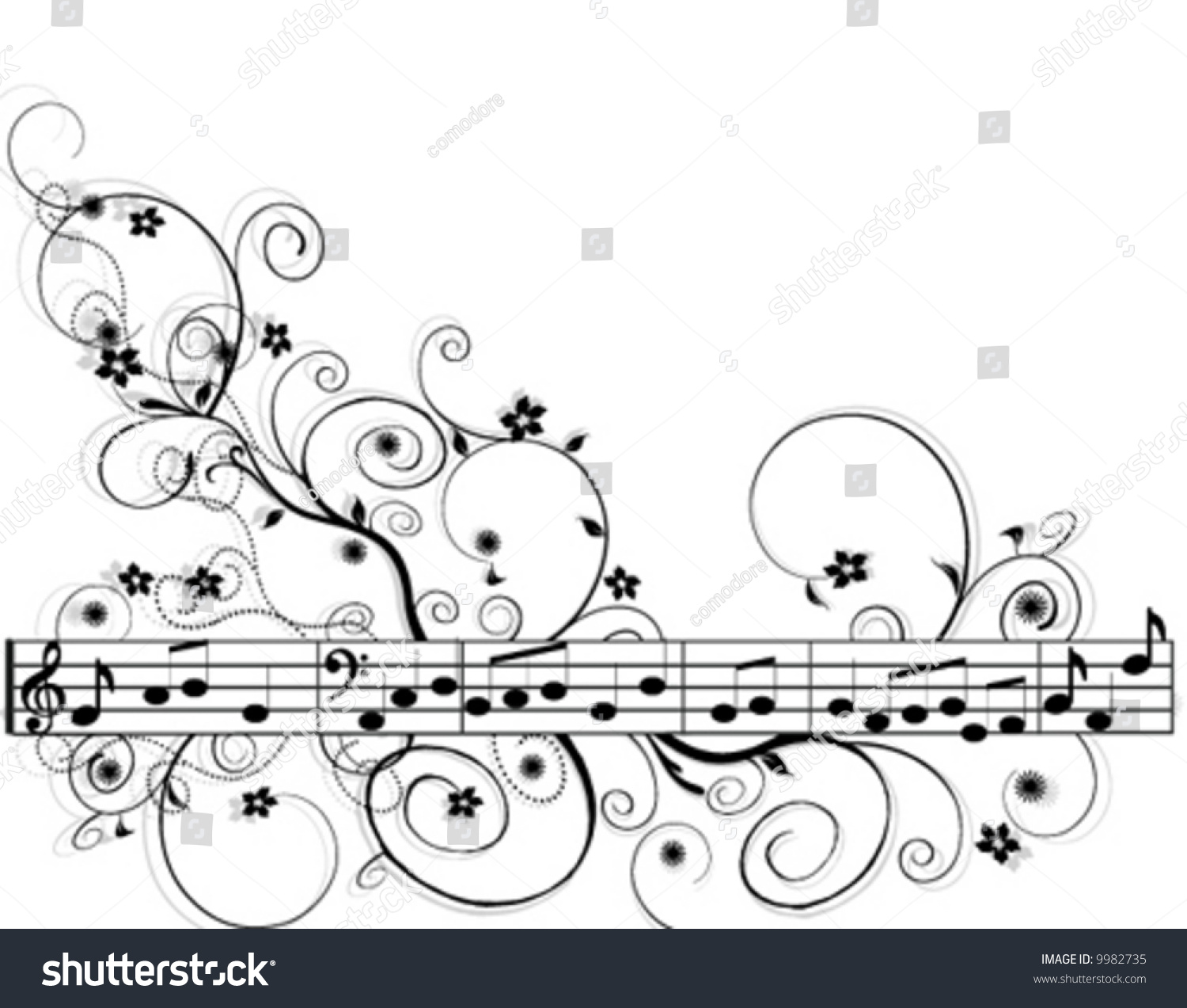 Vector Floral Music Background Stock Vector (Royalty Free) 9982735 ...