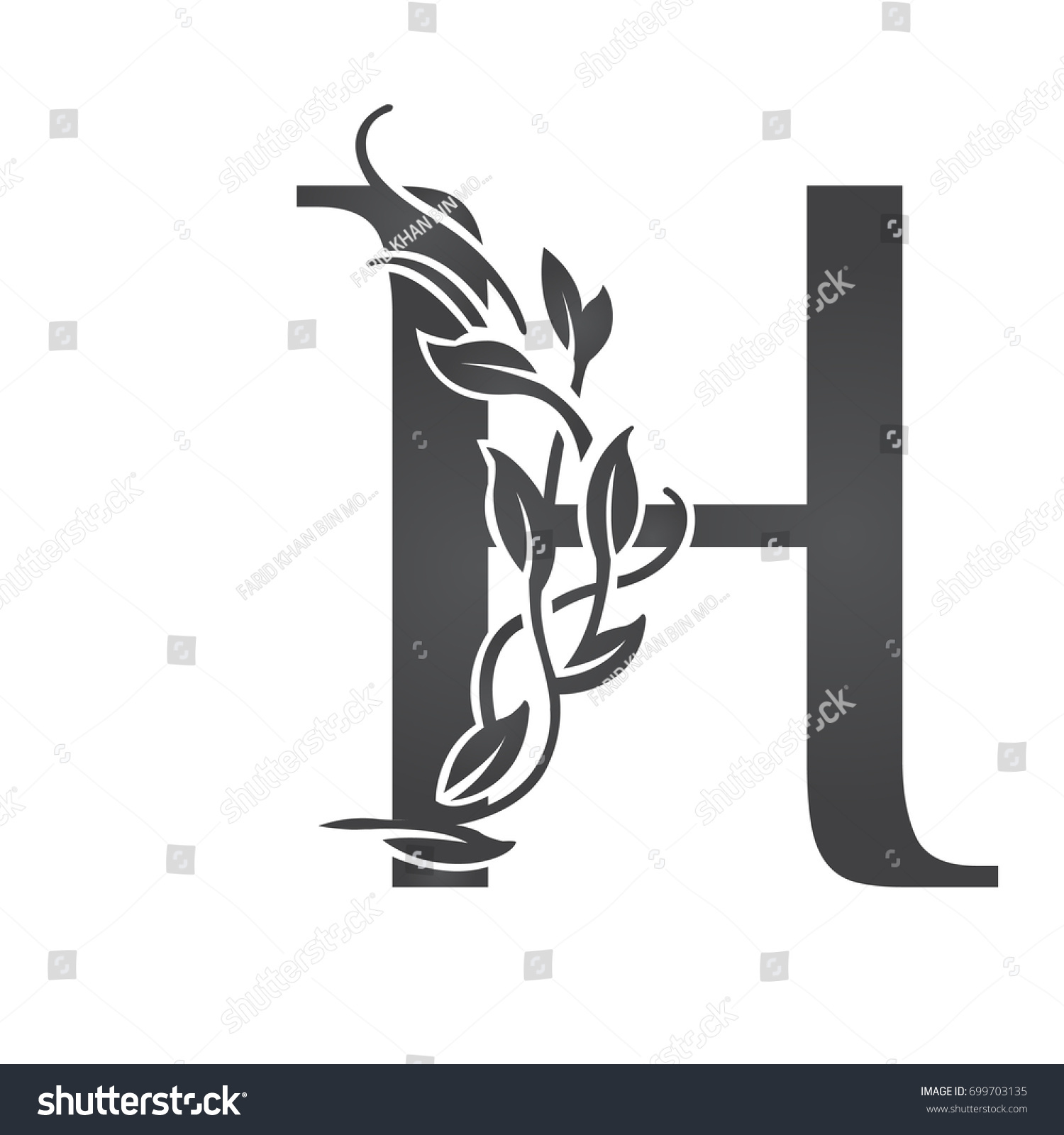 Vector Flourish Black Letter H Logo Stock Vector (Royalty Free ...