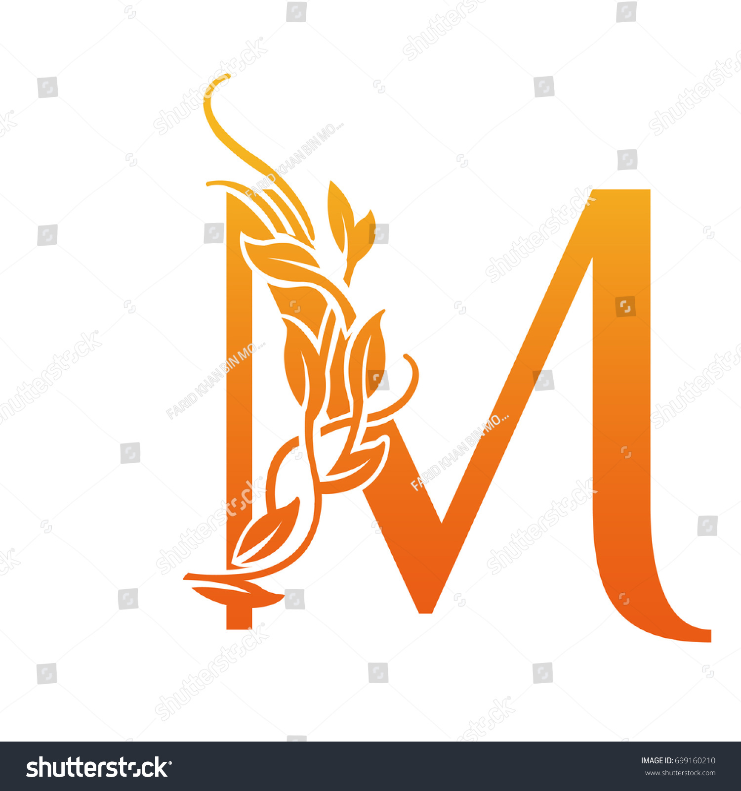 Vector Flourish Orange Letter M Logo Stock Vector (Royalty Free ...