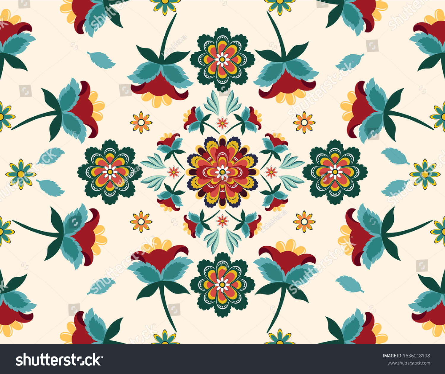 Vector Flower Batik Pattern Attractive Colors Stock Vector (Royalty ...