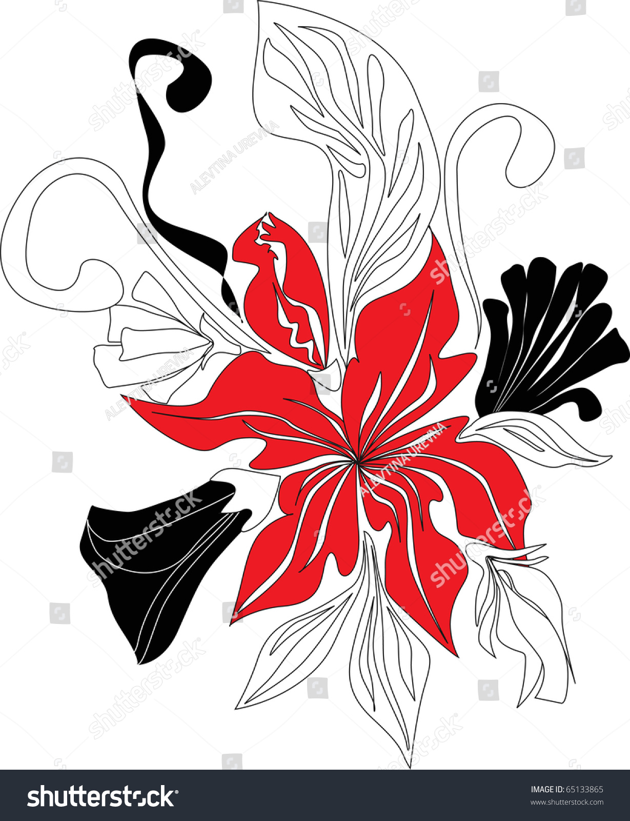 Vector Flower Design Red Black White Stock Vector (Royalty Free ...