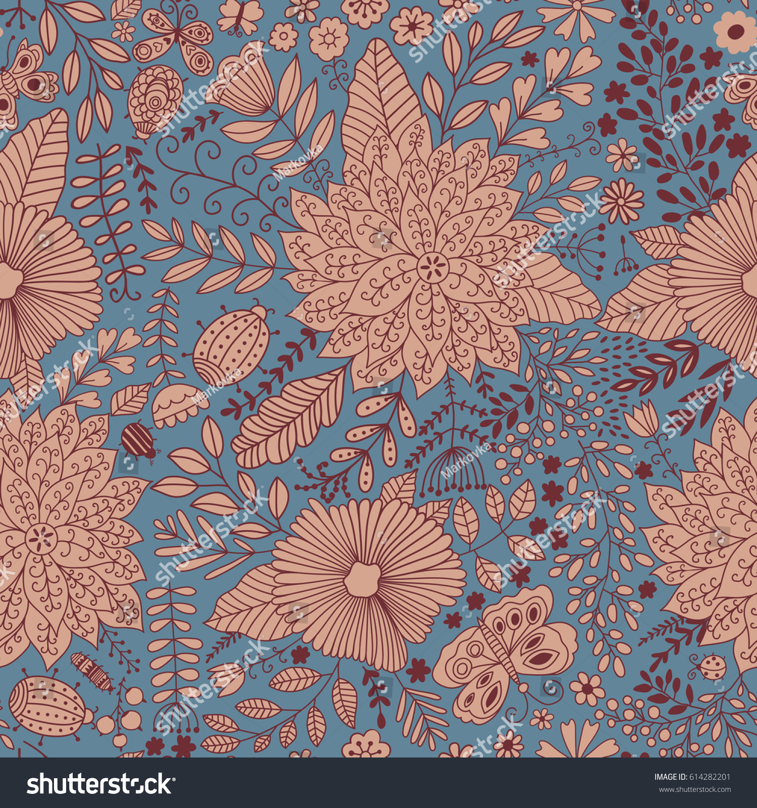 Vector Flower Pattern Seamless Botanic Texture Stock Vector (Royalty ...
