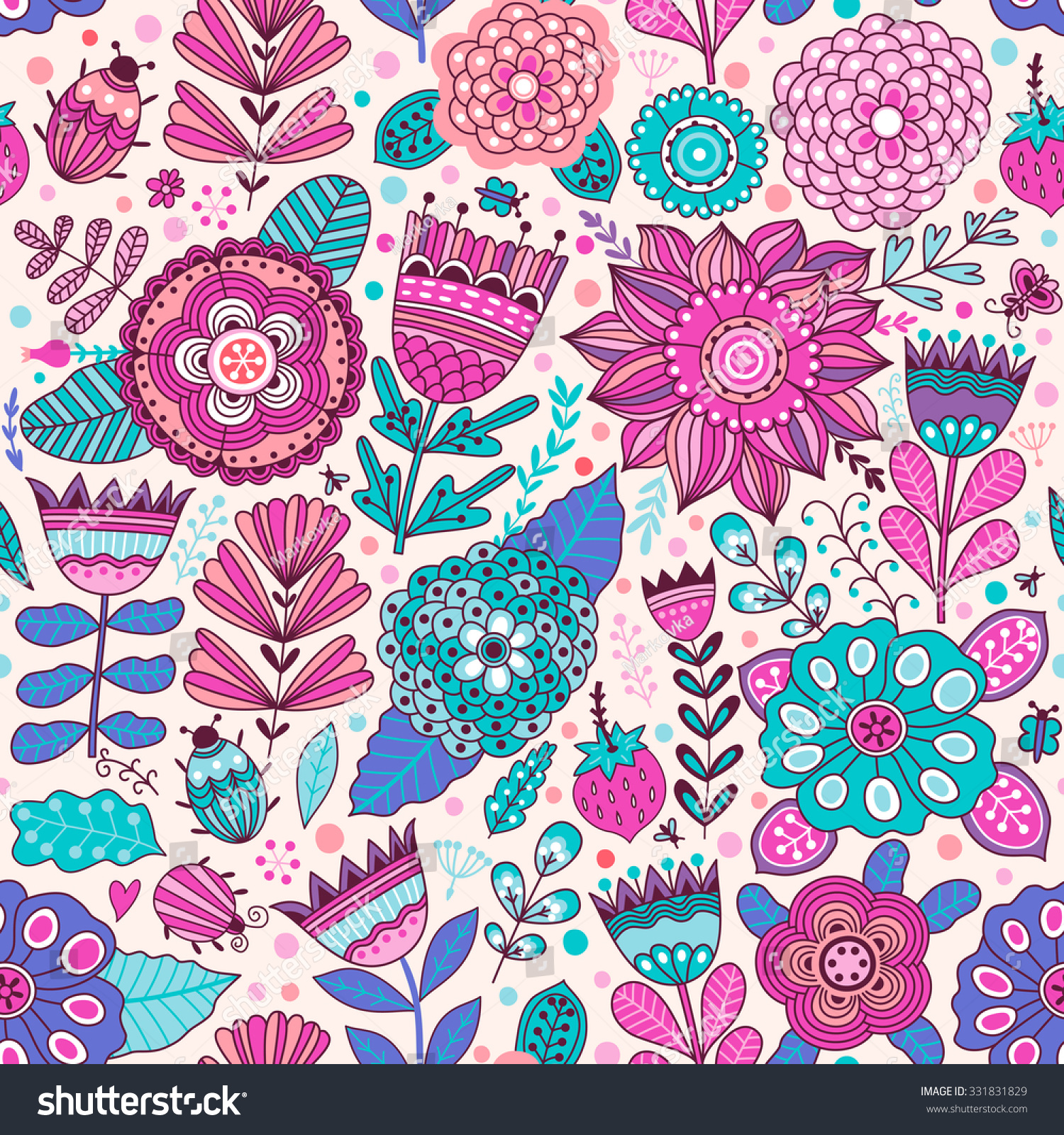 Vector Flower Pattern Seamless Botanic Texture Stock Vector (Royalty ...