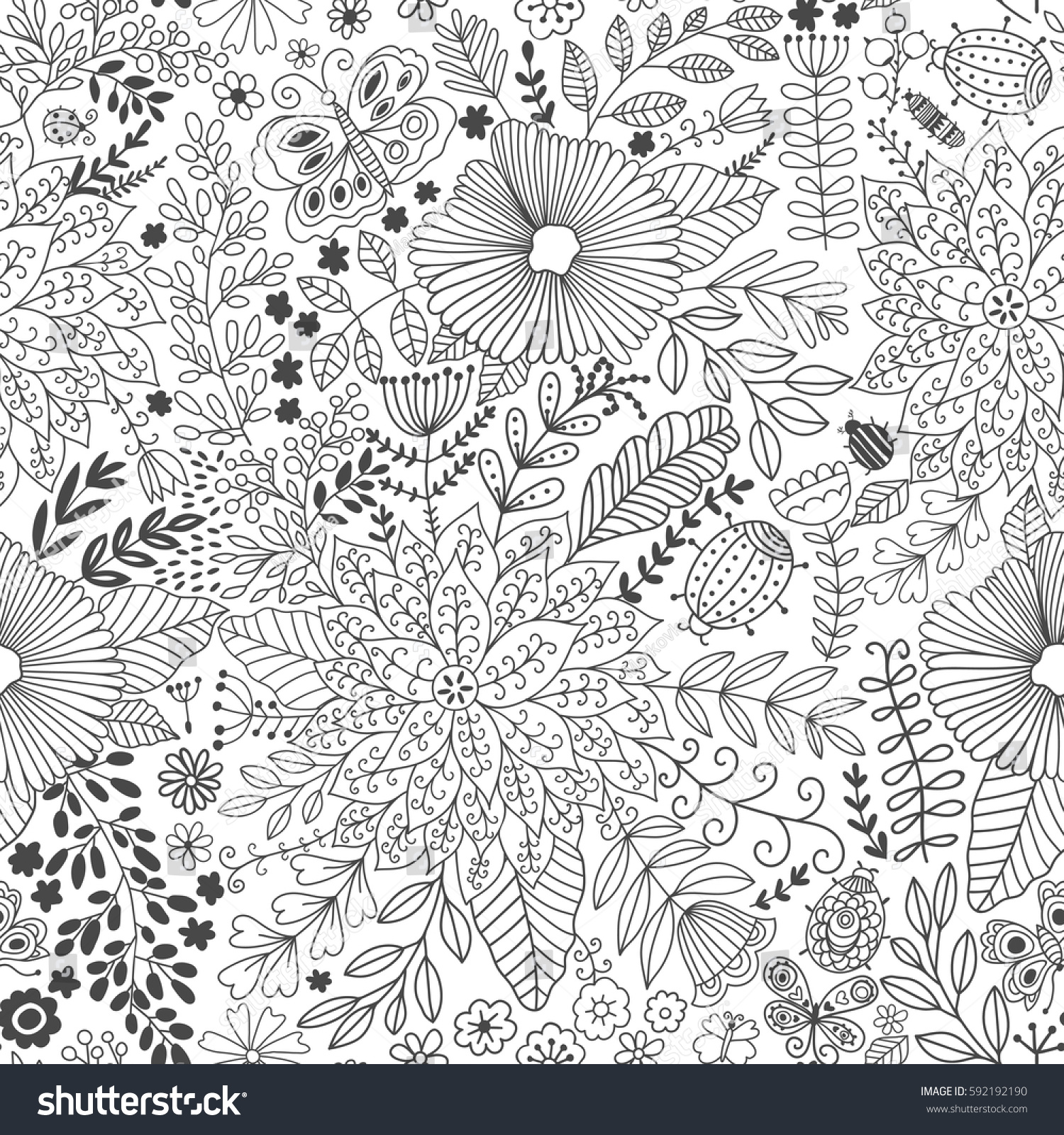 Vector Flower Pattern Seamless Botanic Texture Stock Vector 592192190