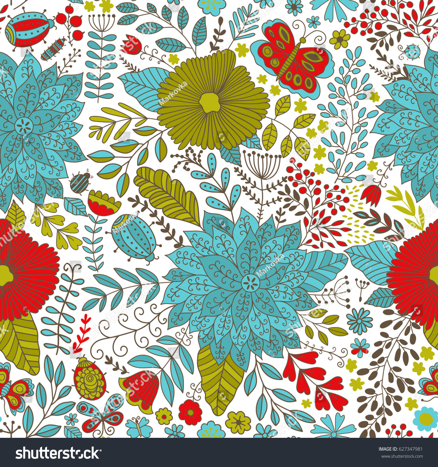 Vector Flower Pattern Seamless Botanic Texture Stock Vector (Royalty ...