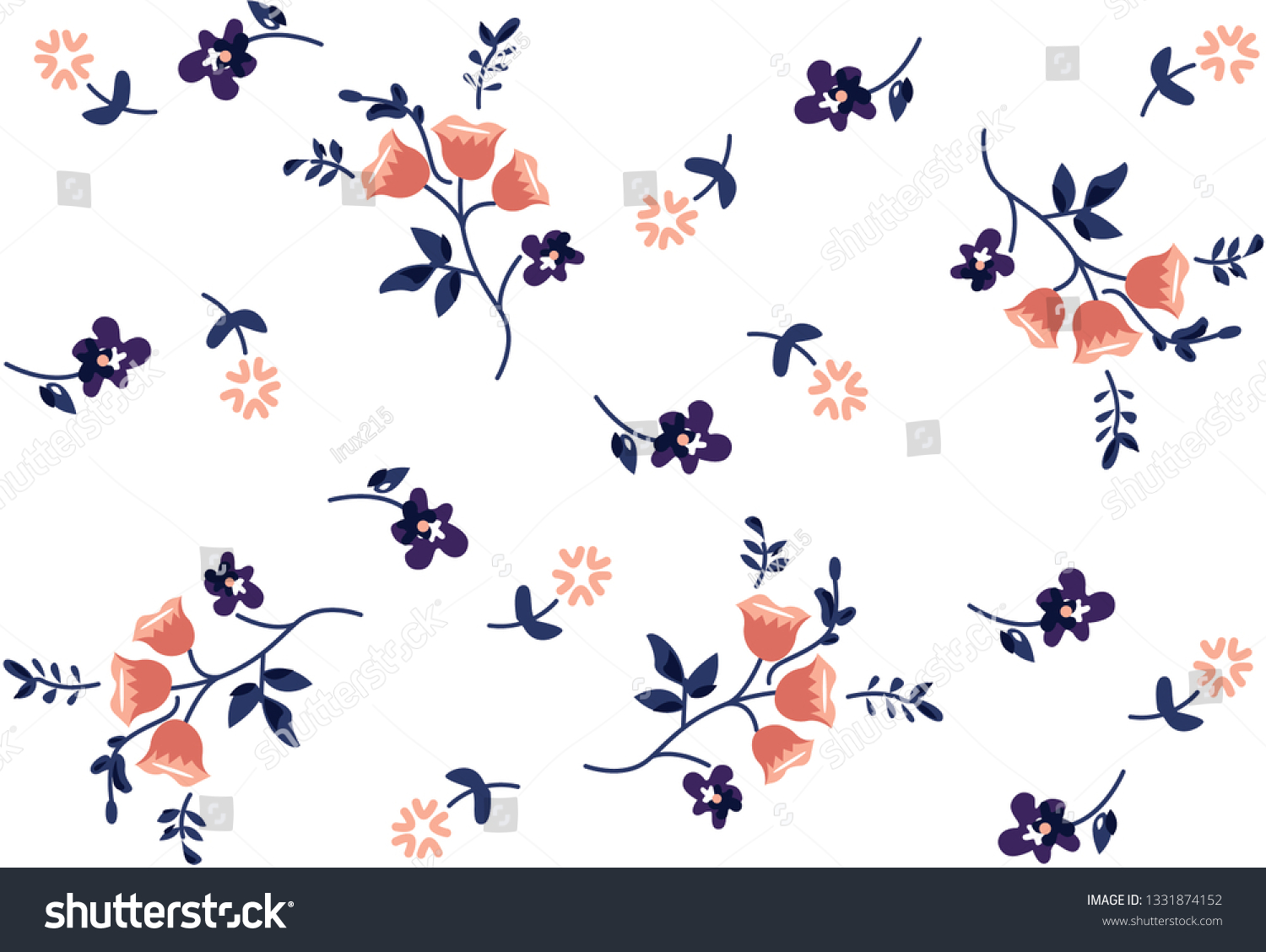Vector Flower Print Stock Vector (Royalty Free) 1331874152