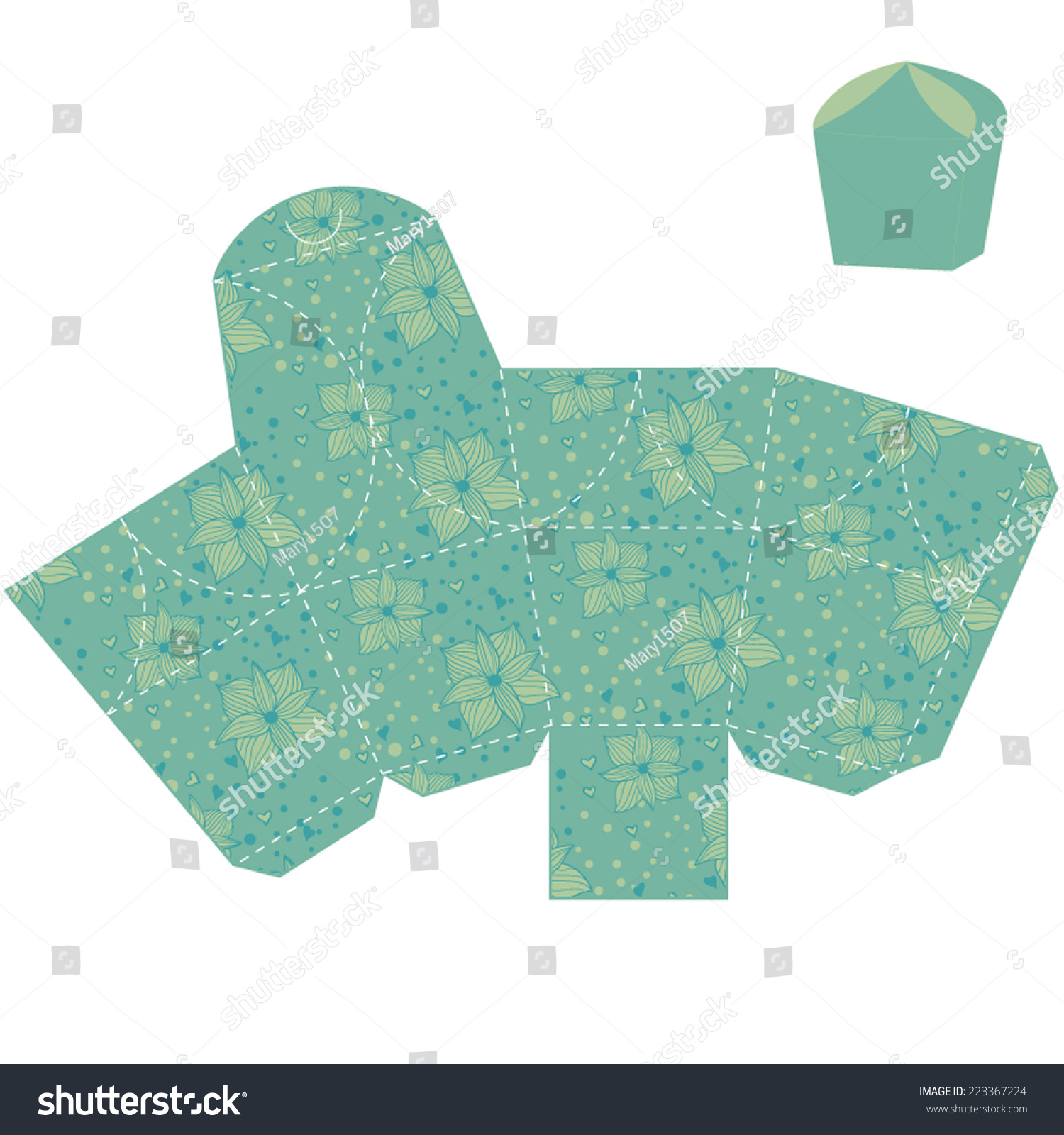 Vector Flower Stylized Gift Box Template Stock Vector (Royalty Free ...