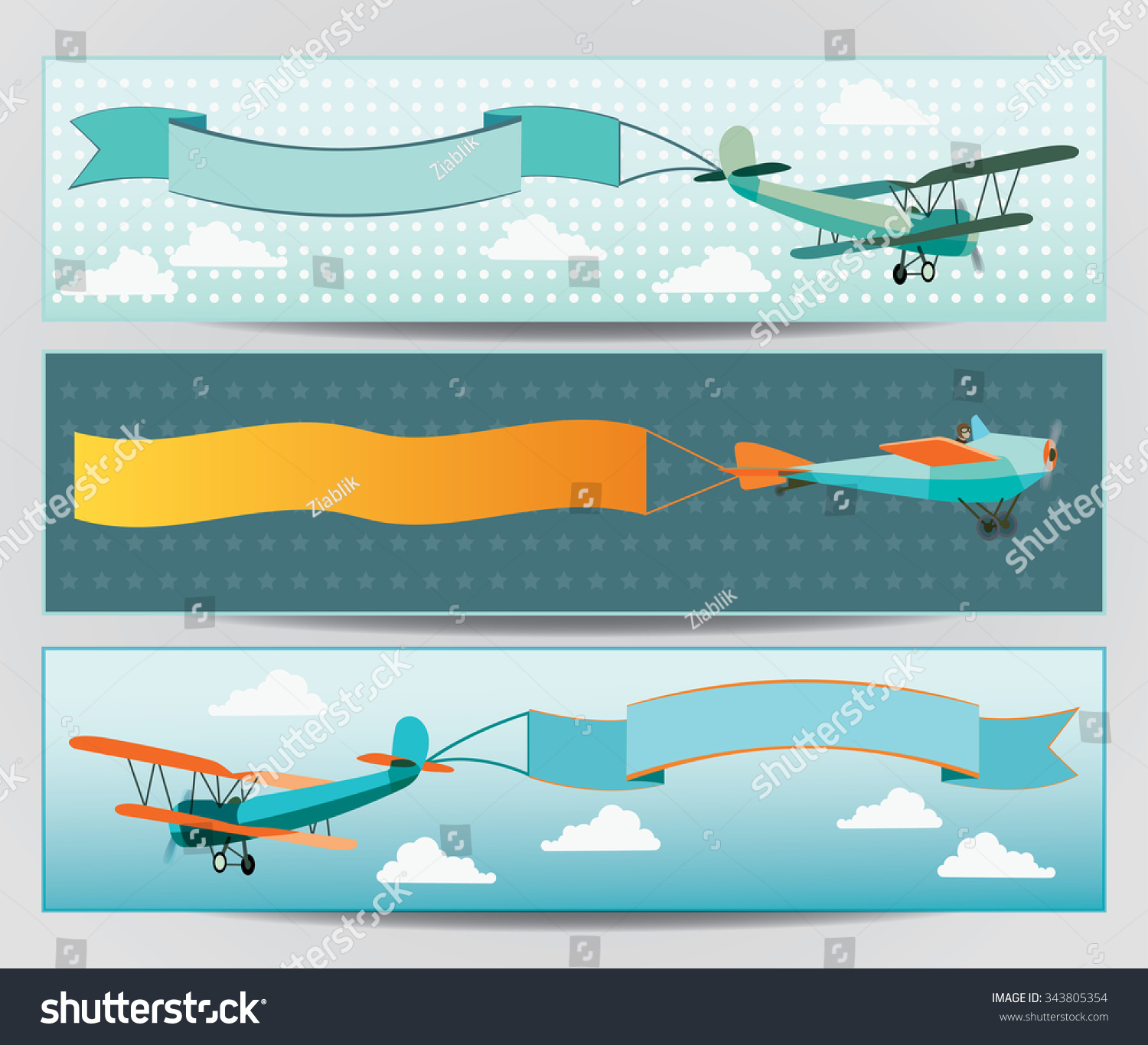 Vector Flying Airplanes Empty Banners: vetor stock (livre de direitos ...