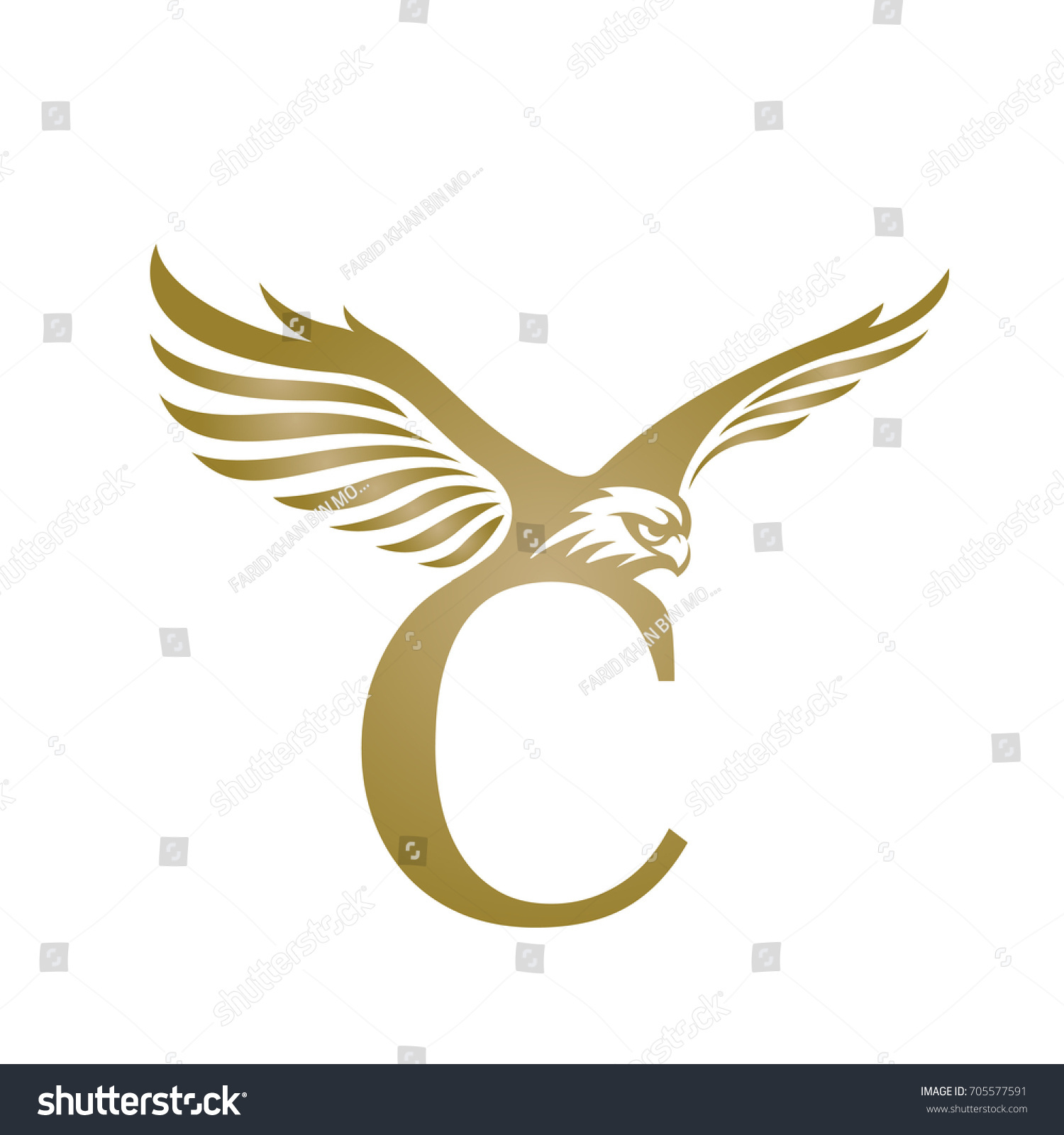 Vector Flying Golden Eagle Letter C Stock Vector (Royalty Free ...