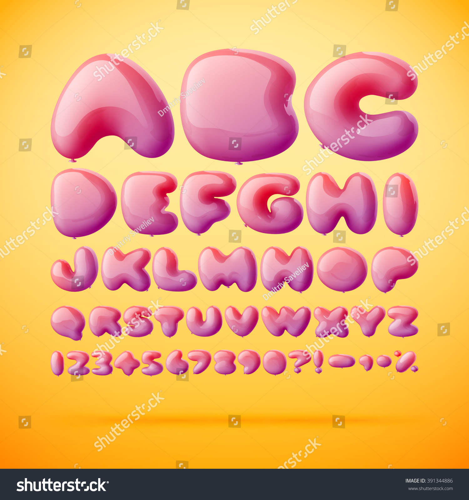 Vector Font Made Balloons Letters Shape Stock Vector (Royalty Free ...