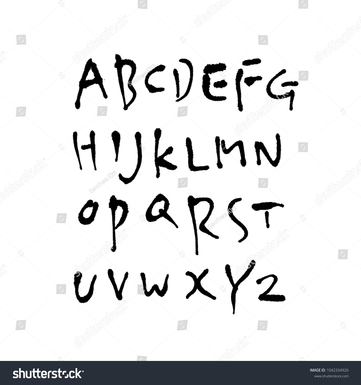 Vector Fonts Handwritten Calligraphy Stock Vector (Royalty Free) 1042334926