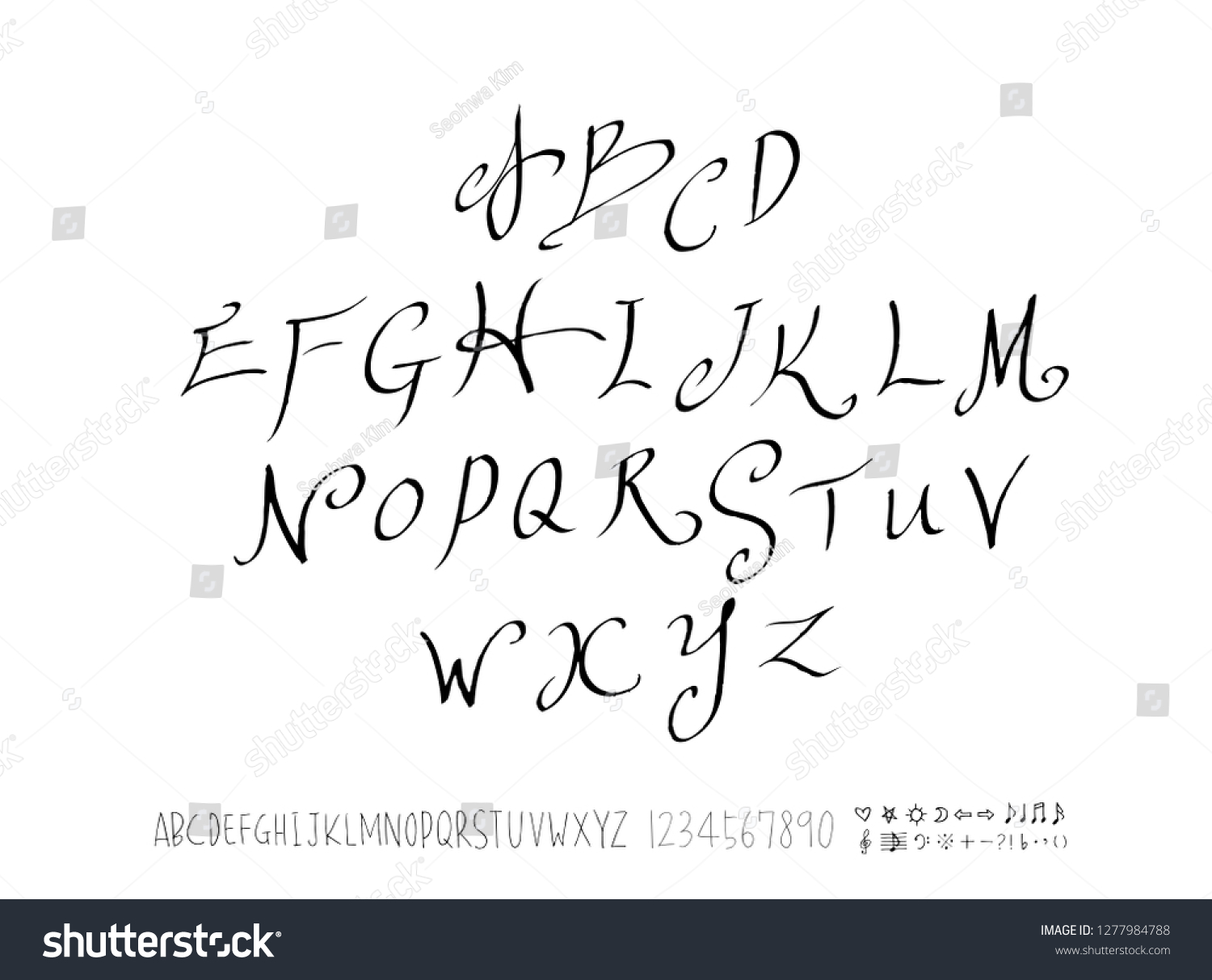 Vector Fonts Handwritten Calligraphy Stock Vector (Royalty Free) 1277984788