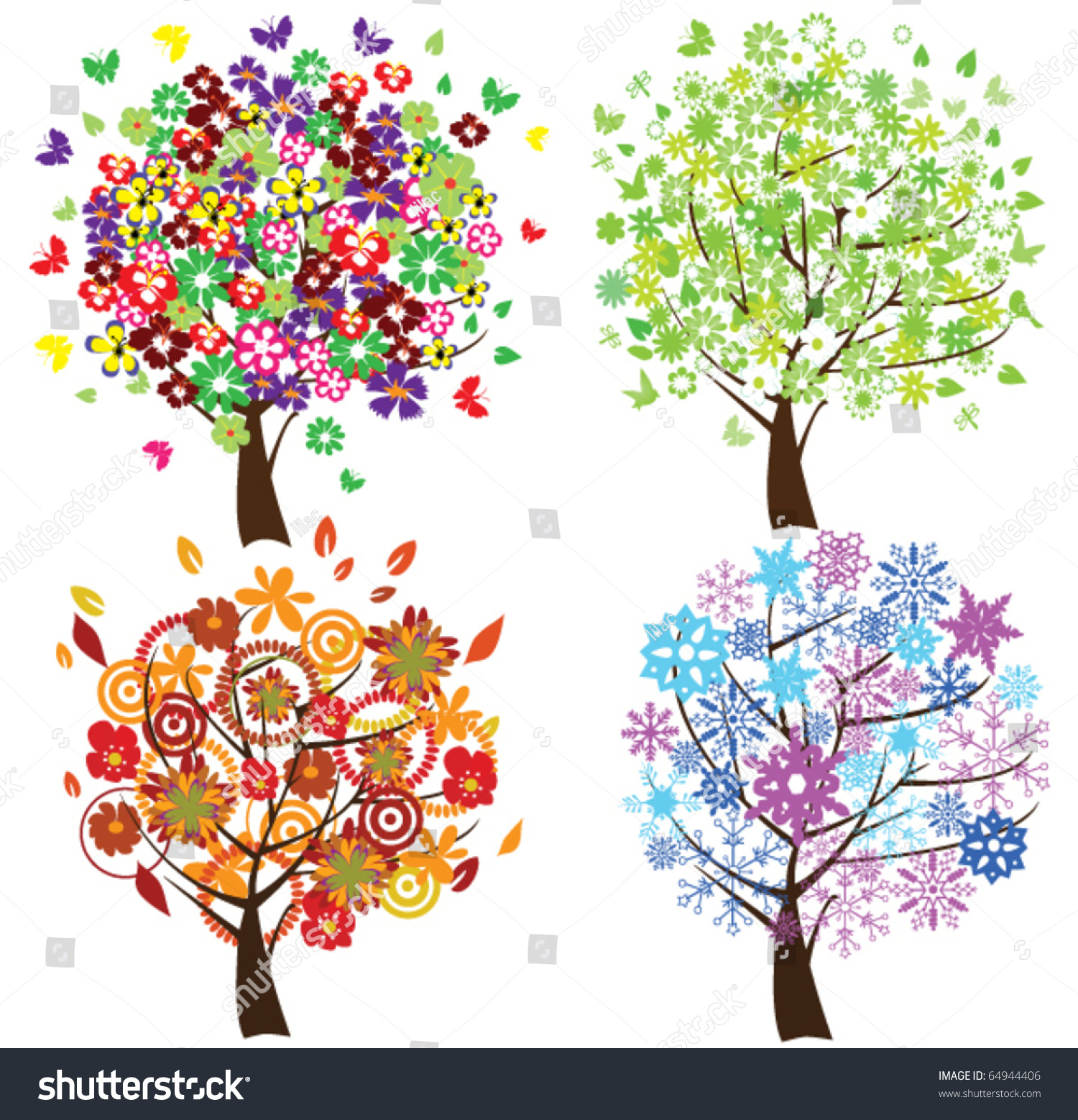 Vector Four Season Trees Stock Vector (Royalty Free) 64944406 ...