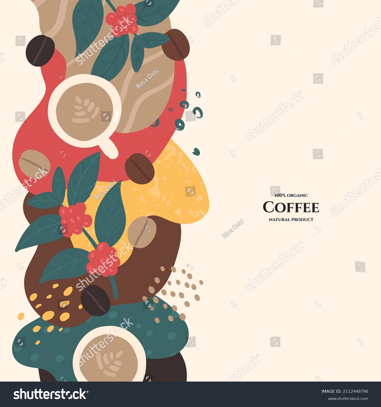 Vector Frame Doodle Coffee Abstract Elements Stock Vector (Royalty Free ...
