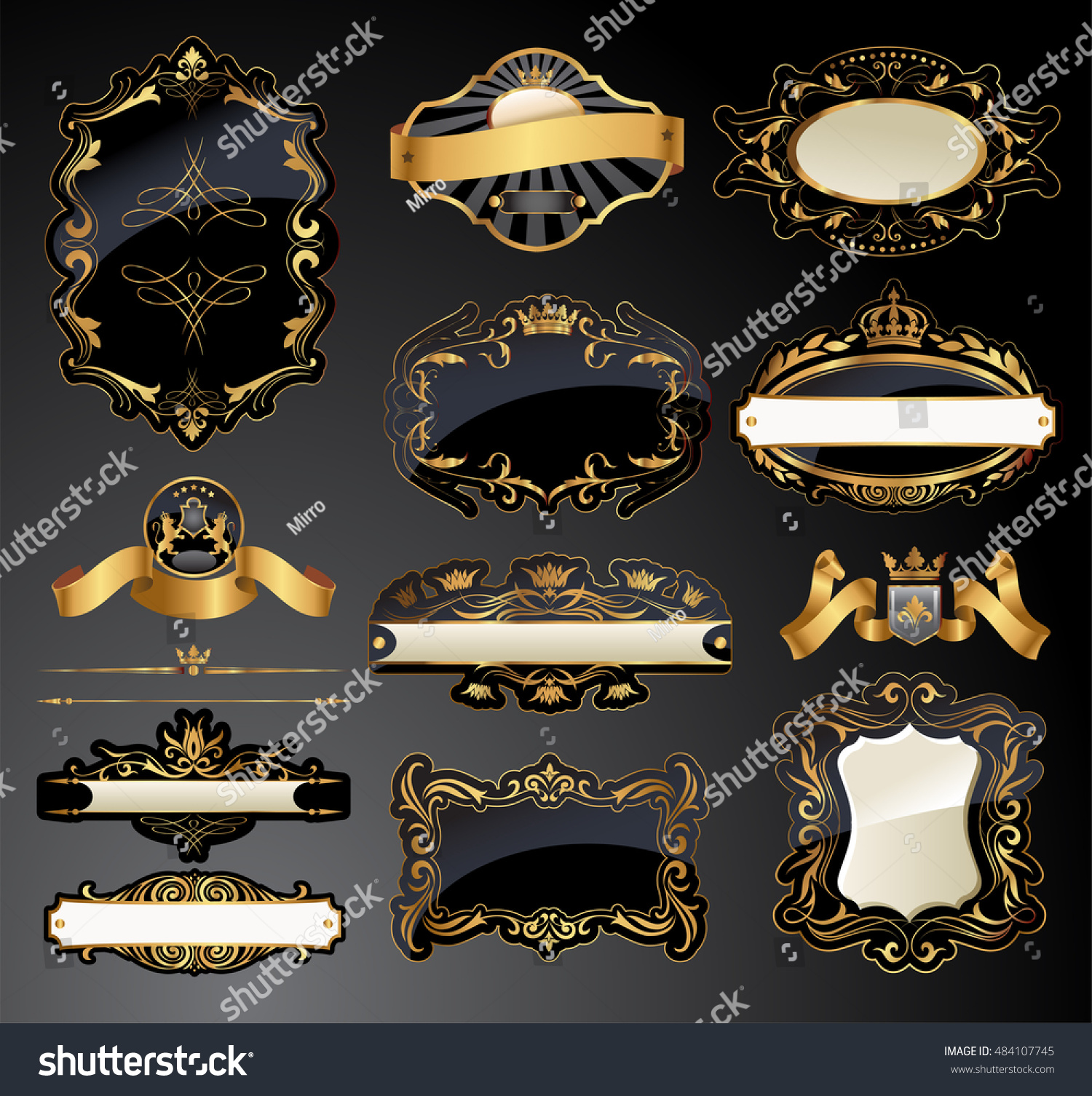 Vector Frames Ornamental Labels Set All: เวกเตอร์สต็อก (ปลอดค่า ...