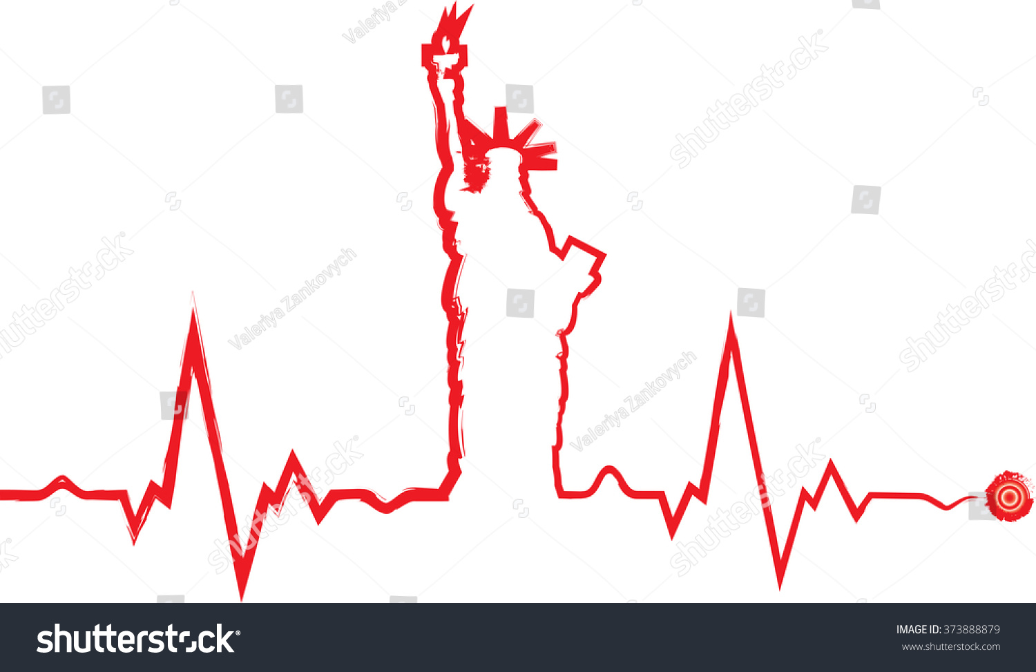 Vector Freedom Statue Cardiogram Stock Vector (Royalty Free) 373888879