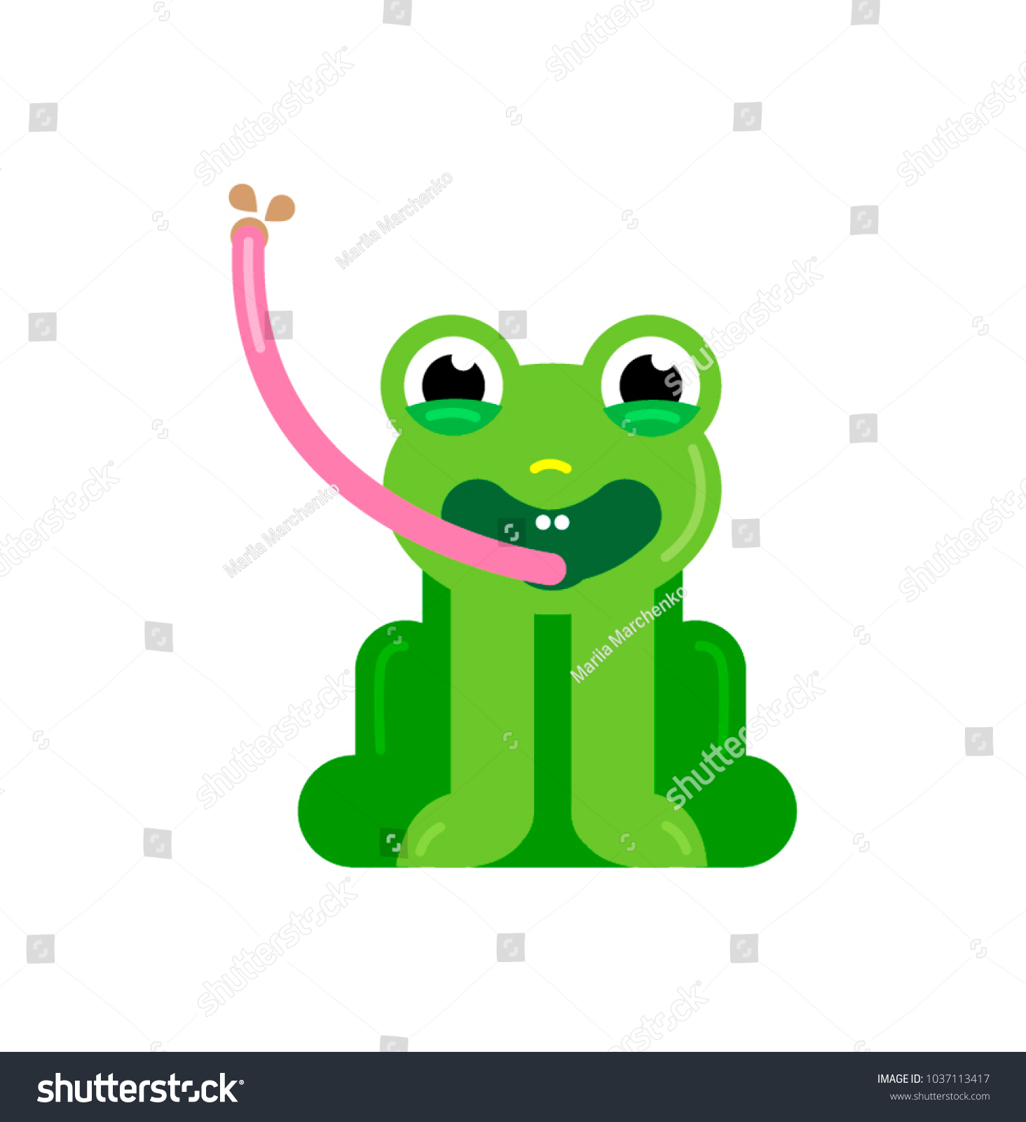 Vector Frog Eating Fly Flat Animal Stock Vector (Royalty Free ...