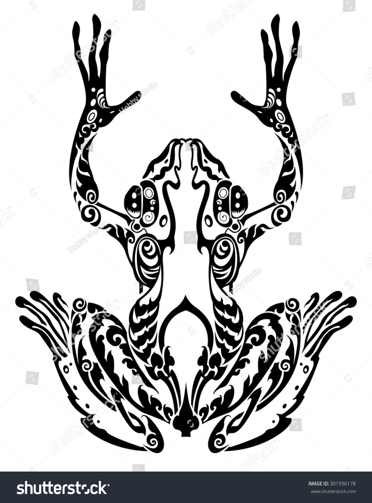 Vector Frog Tribal Tattoo Stock Vector (Royalty Free) 301936178 ...